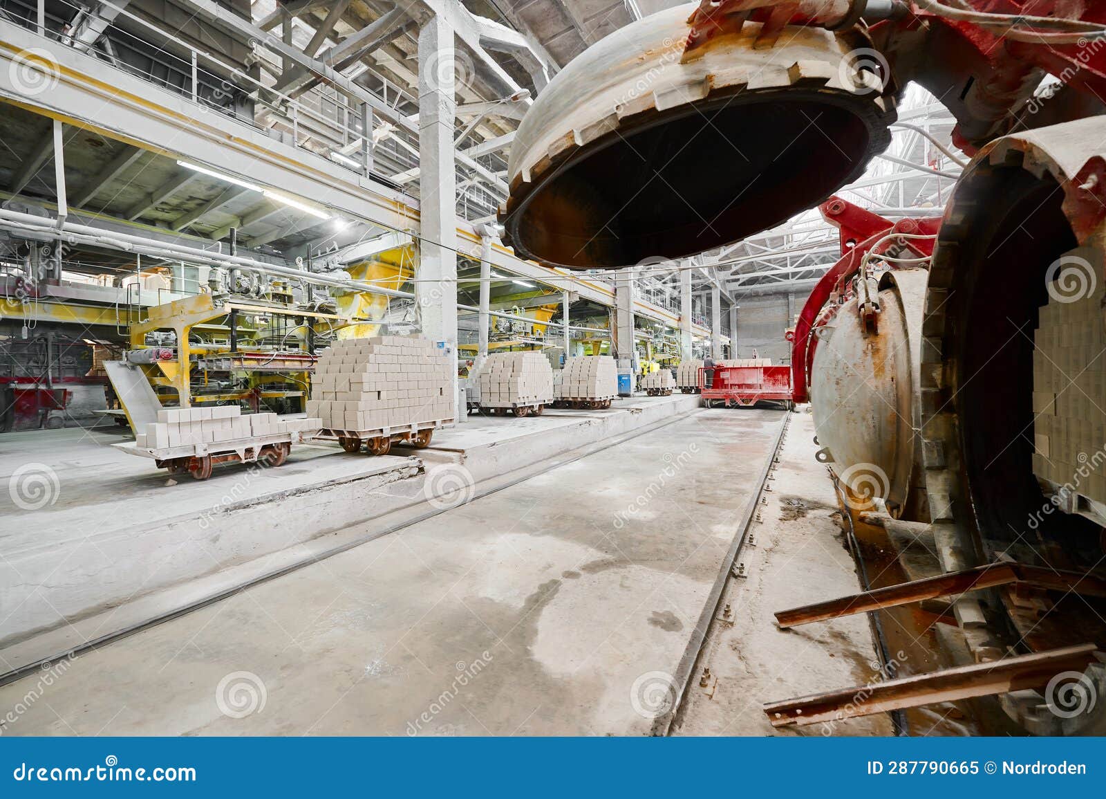 Raw Bricks Loaded into Open Autoclave for Hardening in Shop Stock Image ...