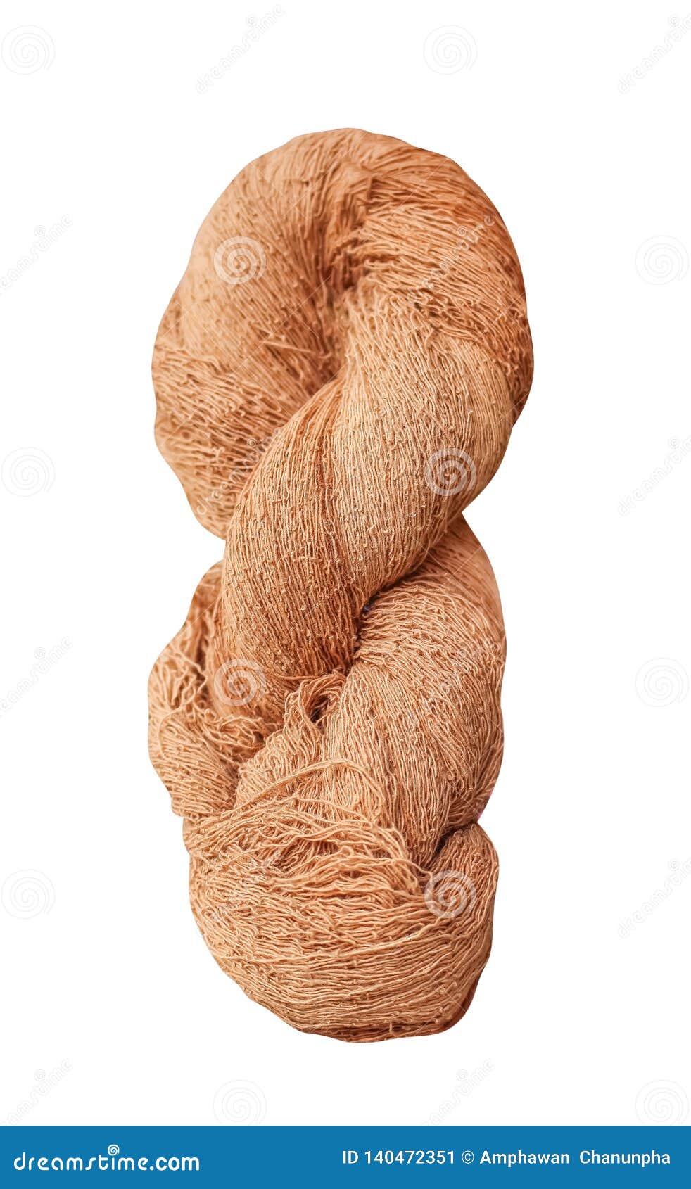 Raw Brown Cotton Thread Texture Isolated on White Background with ...