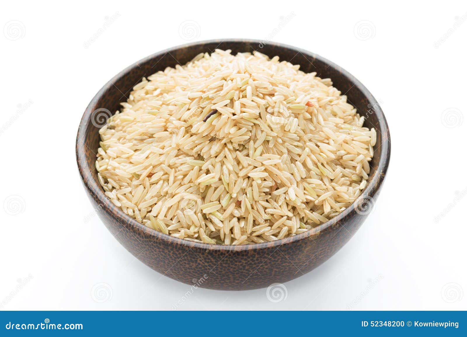 Raw brown rice in a bowl stock photo. Image of white - 52348200