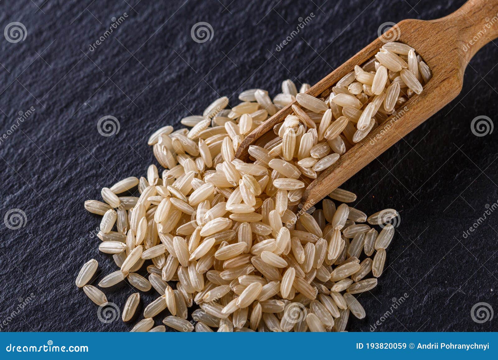 Raw Brown Rice on a Dark Stone Background Stock Image - Image of white ...