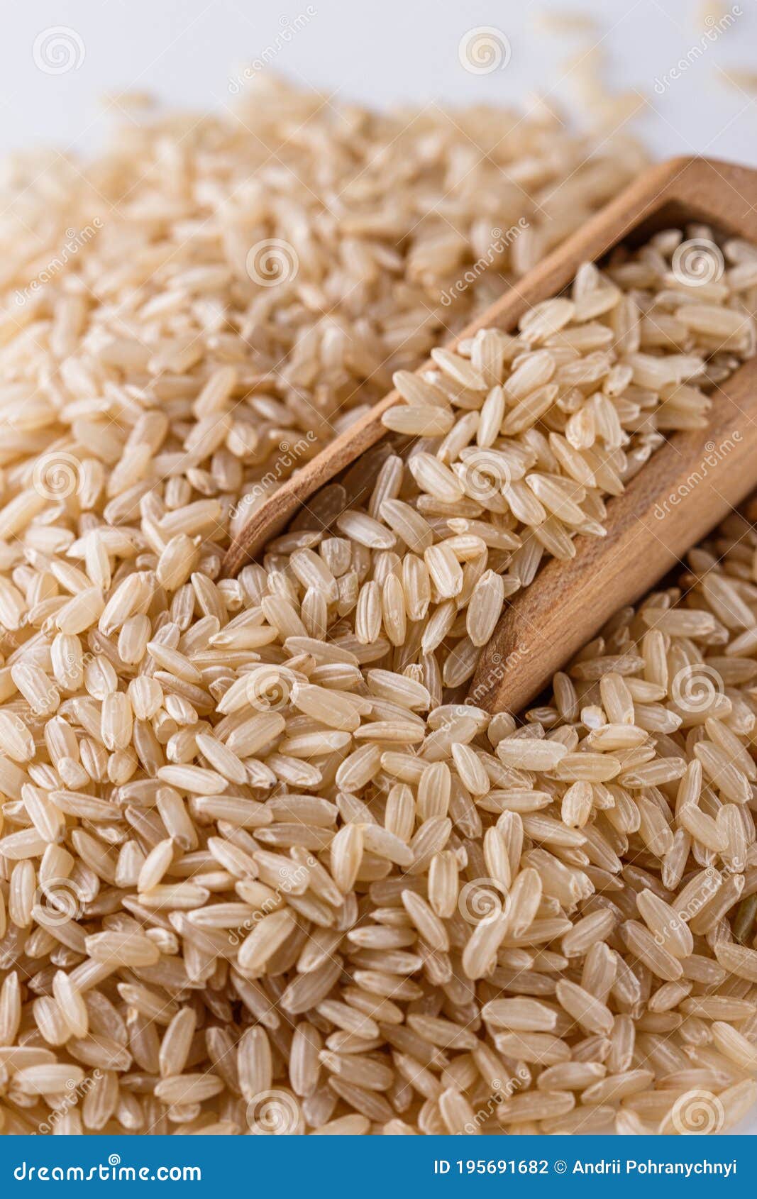Raw Brown Rice on White Acrylic Background Stock Photo - Image of meal ...