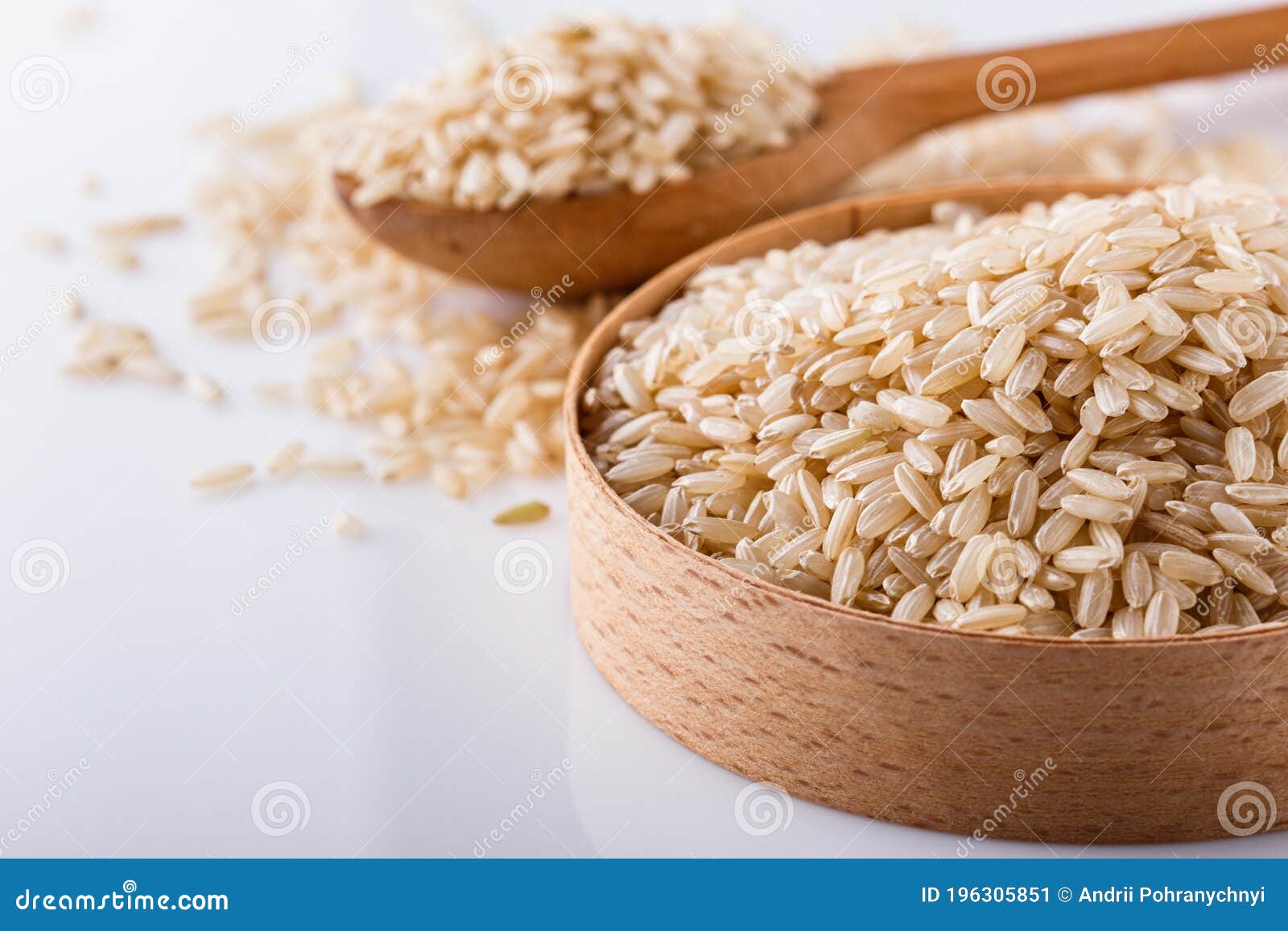 Raw Brown Rice on White Acrylic Background Stock Image - Image of ...