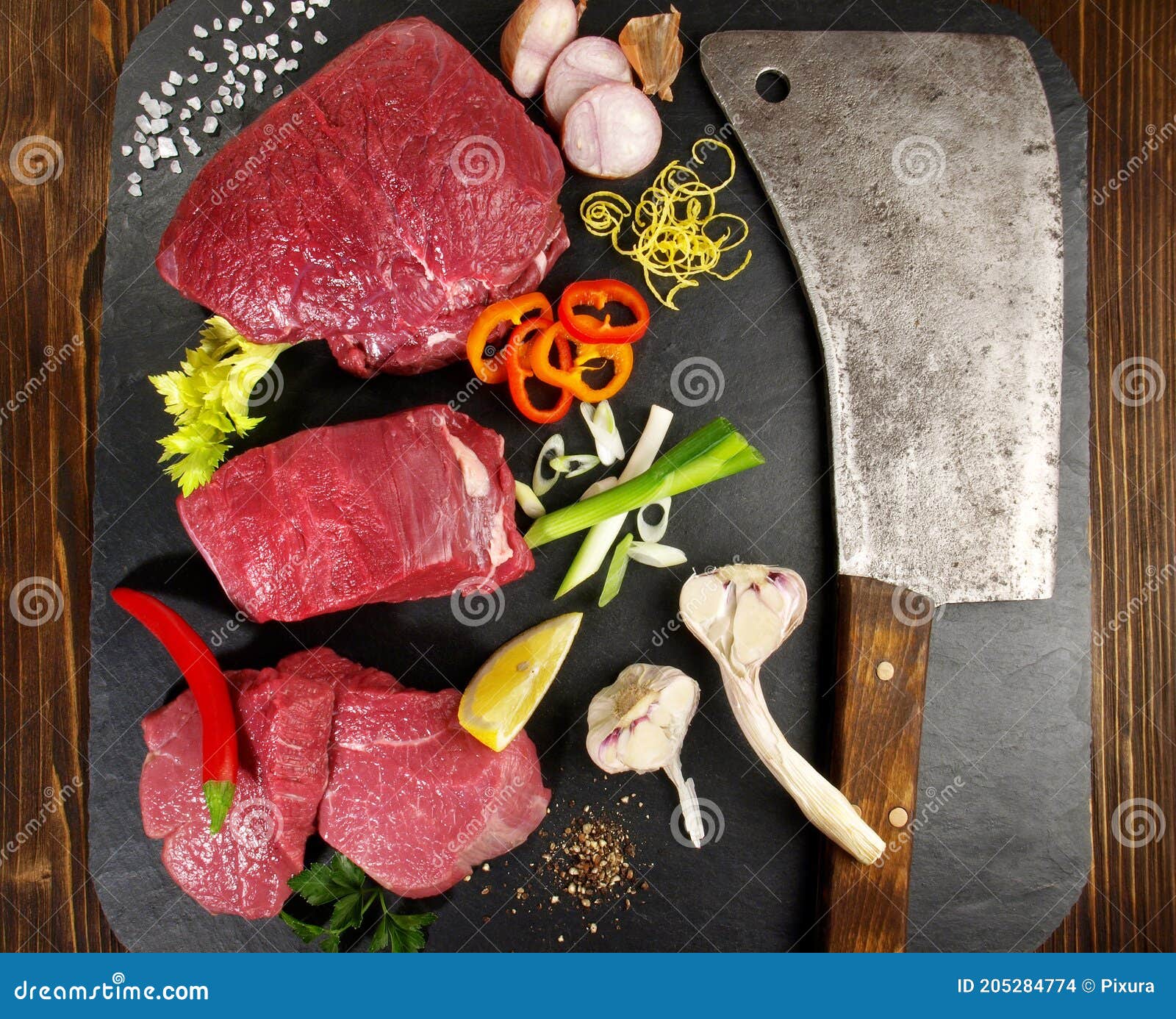 Fine Meat - Raw Buffalo Meat Cuts Stock Photo - Image of gastronomy ...
