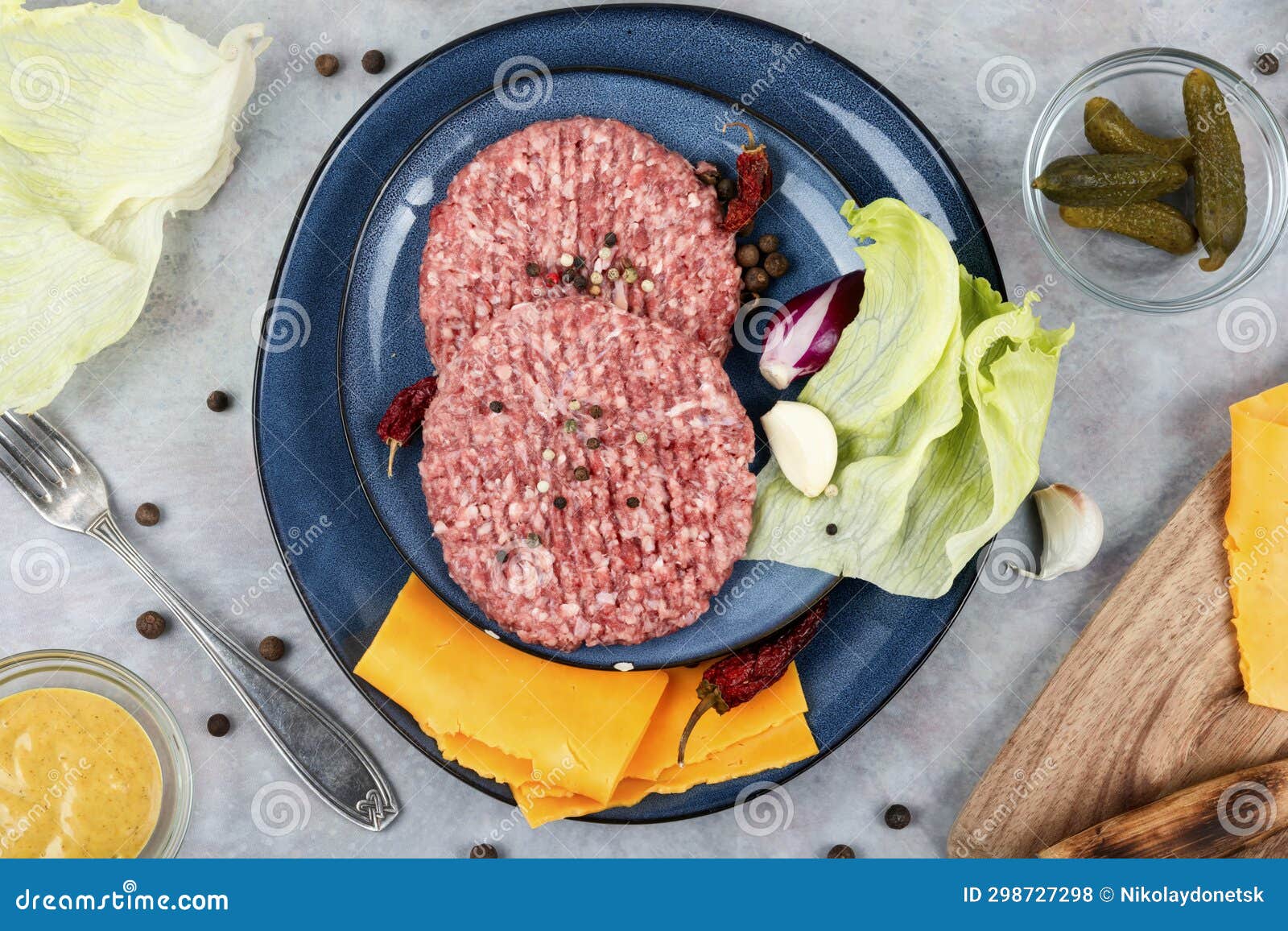 Raw burger cutlets stock photo. Image of fresh, preparation - 298727298