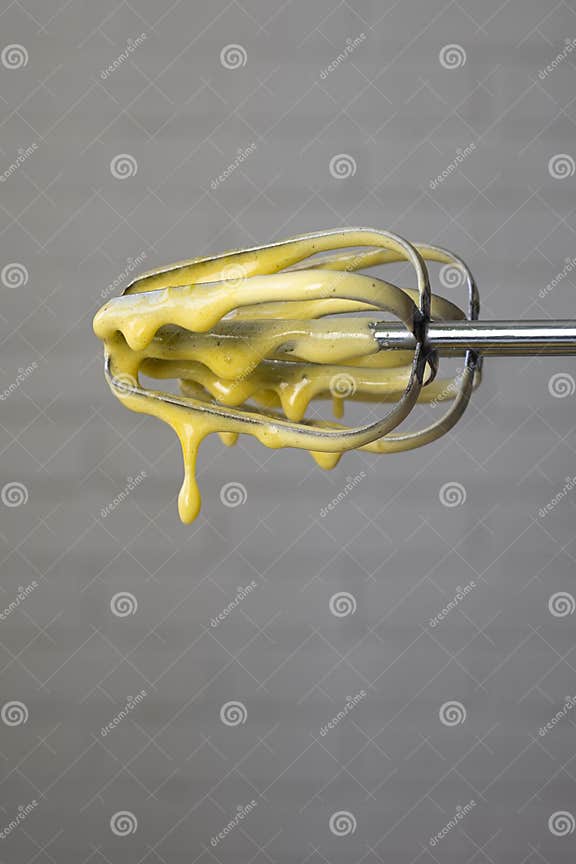 Raw Cake Dough Dripping Down from Mixer Beaters Stock Image - Image of ...