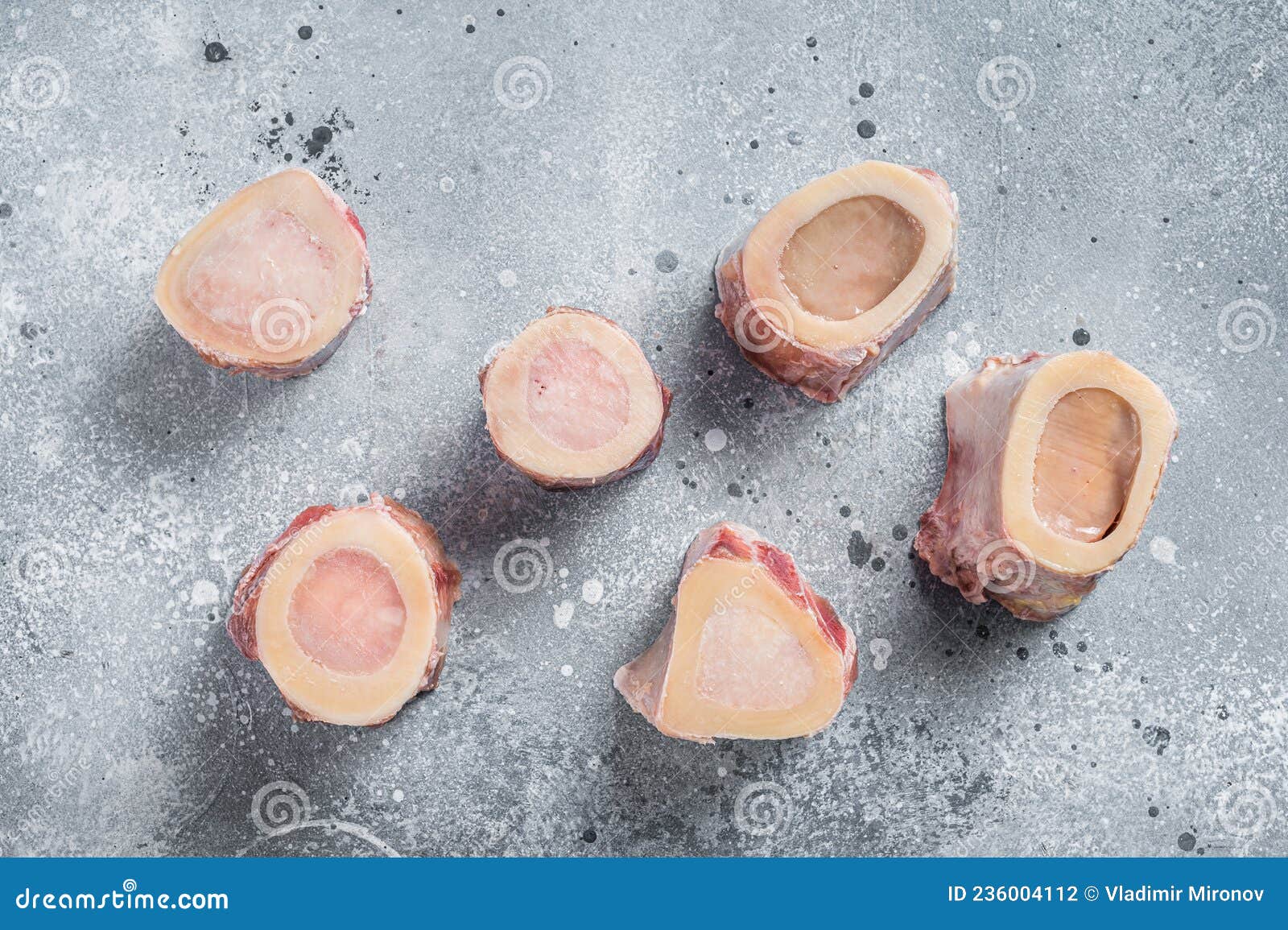 Raw Calf Marrow Bones On Butcher Table. Isolated On White Background ...