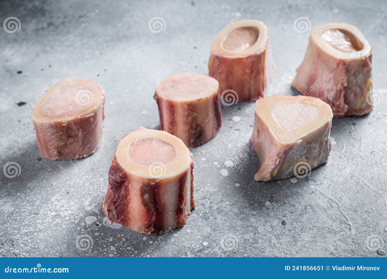 Raw Calf Marrow Bones On Butcher Table. Isolated On White Background ...