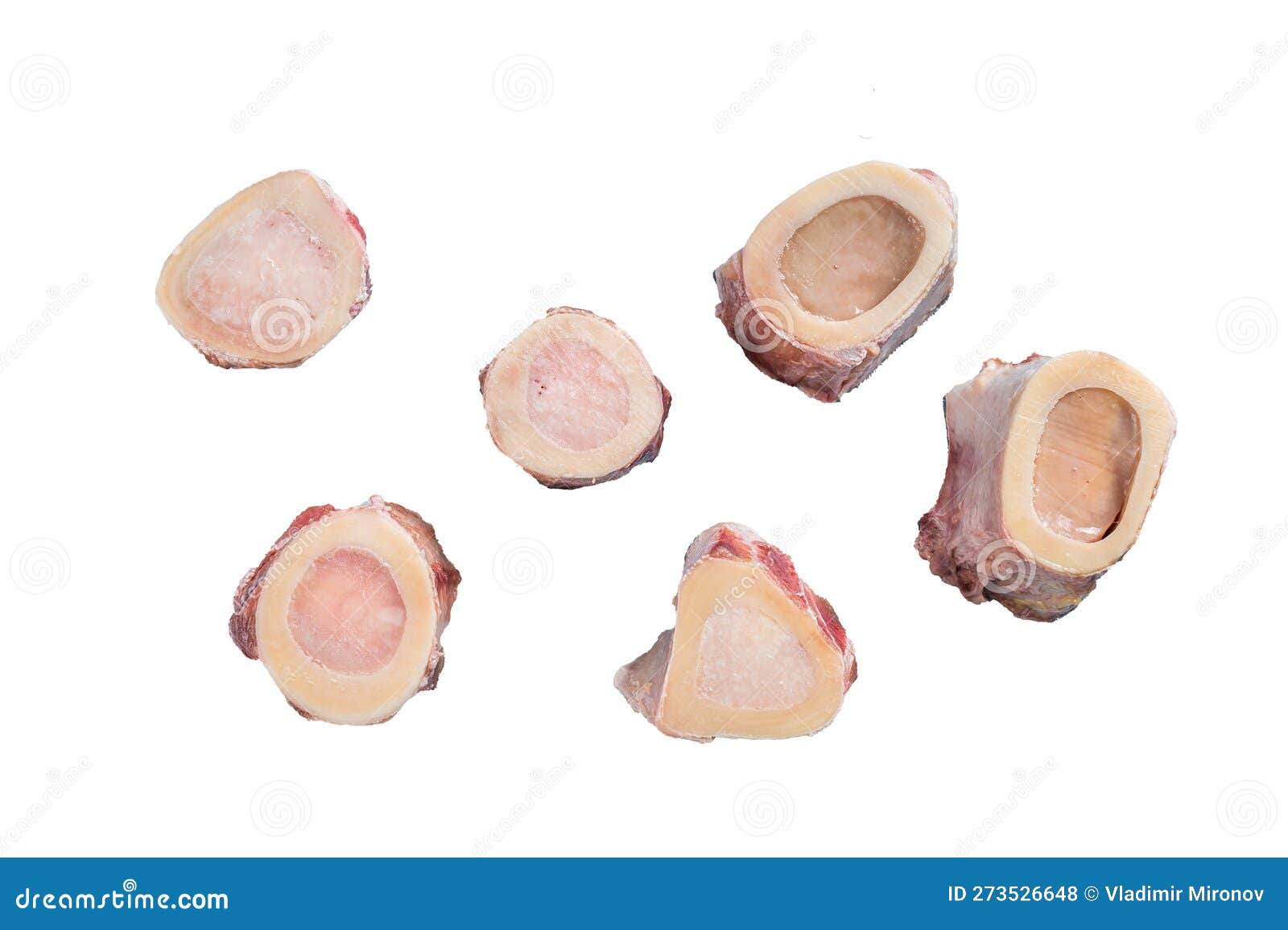 Raw Calf Marrow Bones On Butcher Table. Isolated On White Background ...