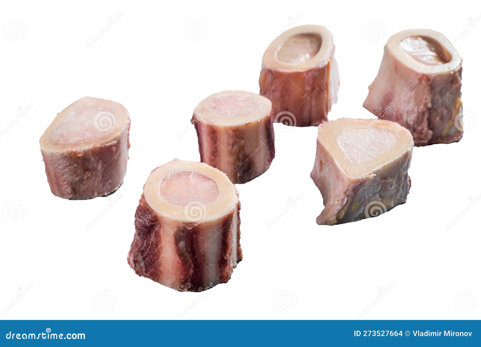 Raw Calf Marrow Bones On Butcher Table. Isolated On White Background ...