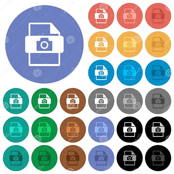 Raw Camera File Type Round Flat Multi Colored Icons Stock Vector ...