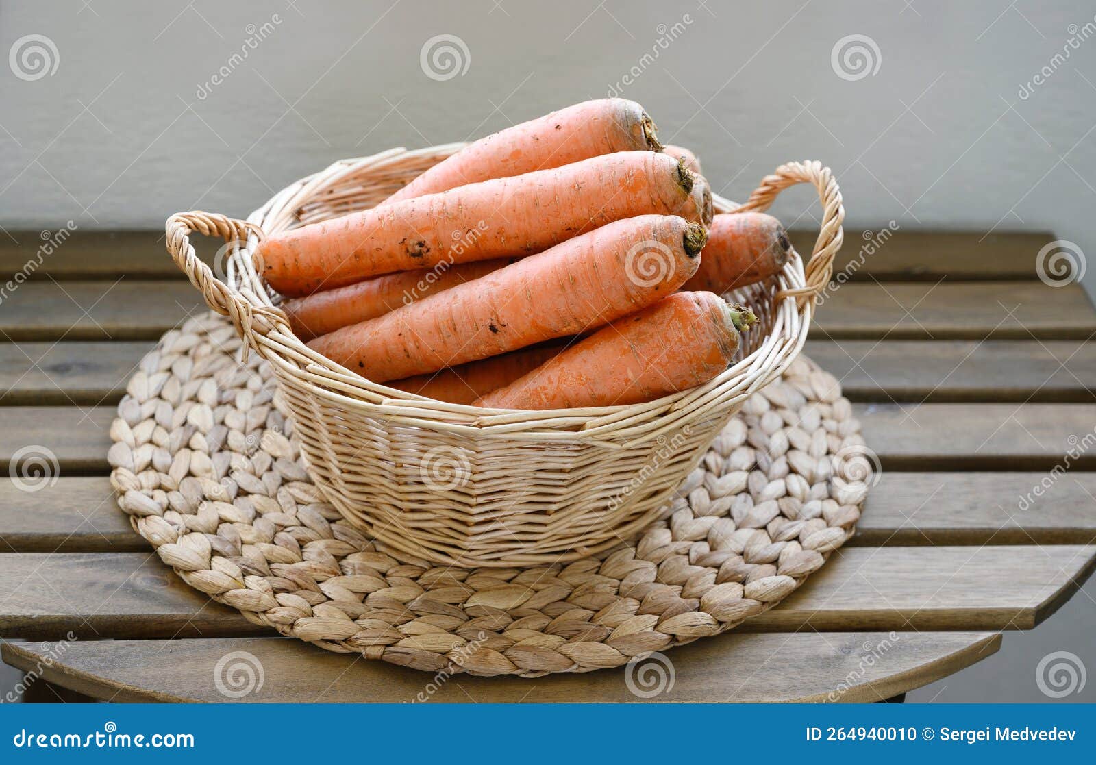 Carrot in a Basket on the Table Stock Photo - Image of organic, home ...