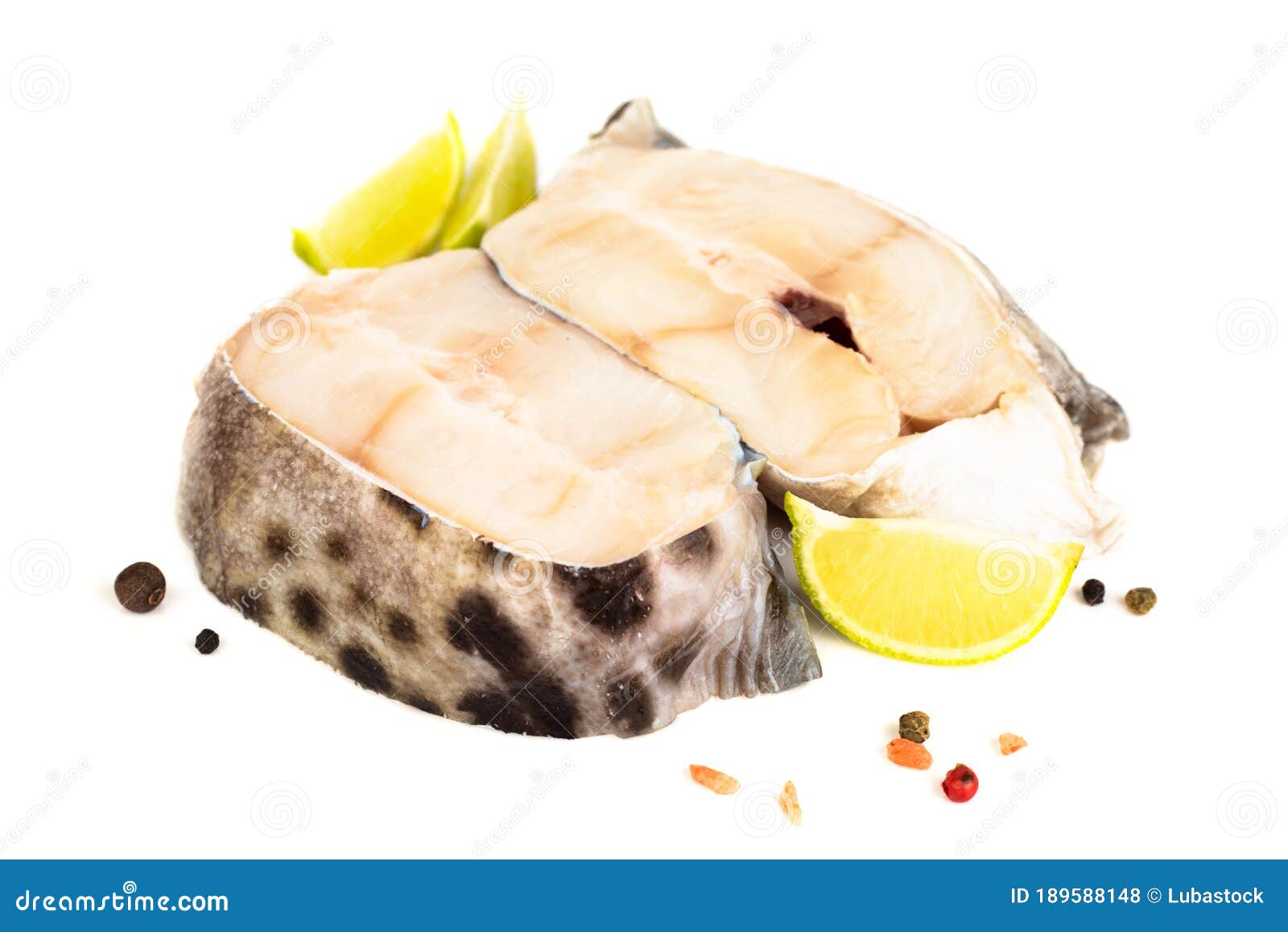 Raw Catfish Steak Meat Isolated Stock Photo - Image of pepper, salt ...