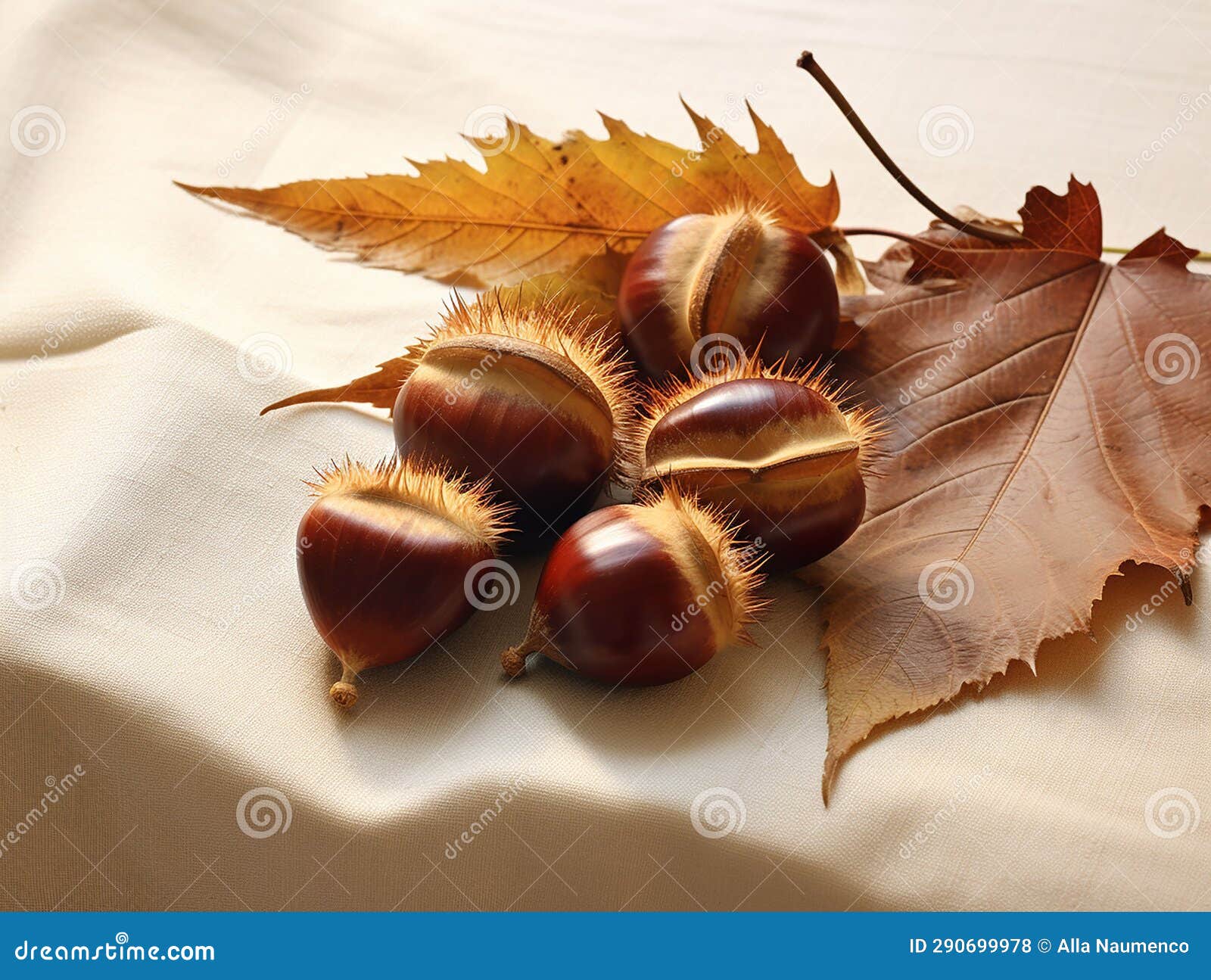 Raw Chestnuts on Light Background Stock Illustration - Illustration of ...