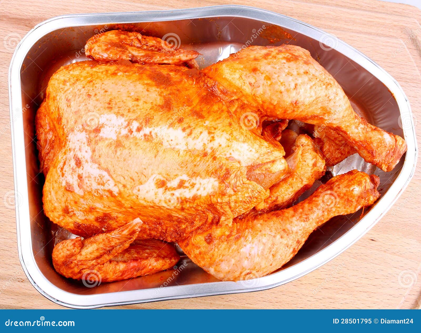 Raw Chicken in Aluminum Foil Tray Closeup Stock Image - Image of meat ...