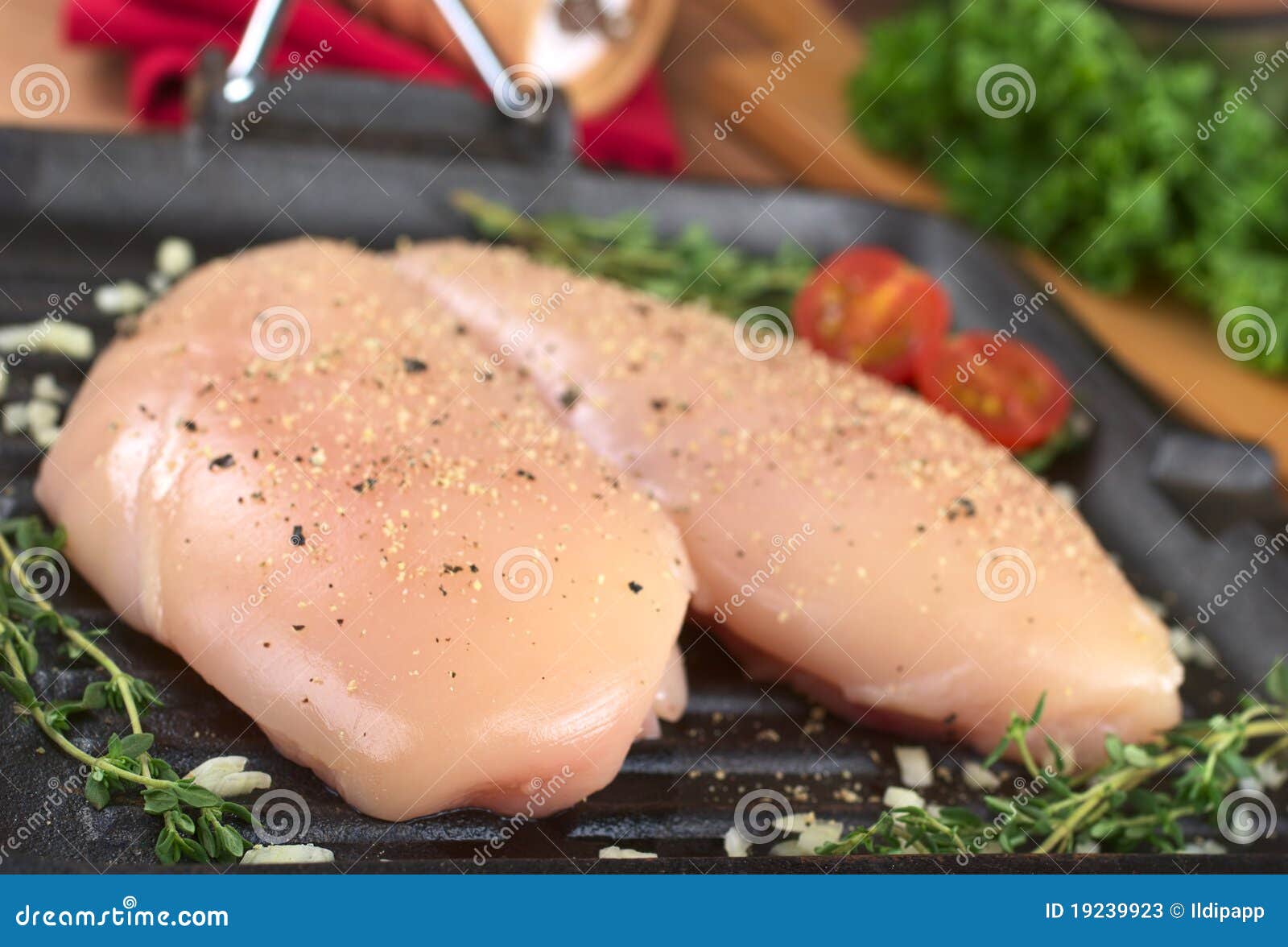 Raw Chicken Breast stock image. Image of pepper, thyme - 19239923