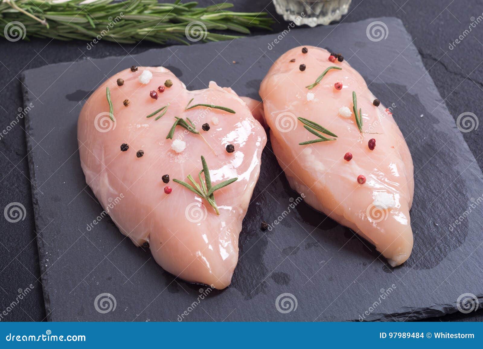 Raw chicken breasts stock photo. Image of leaf, kitchen - 97989484
