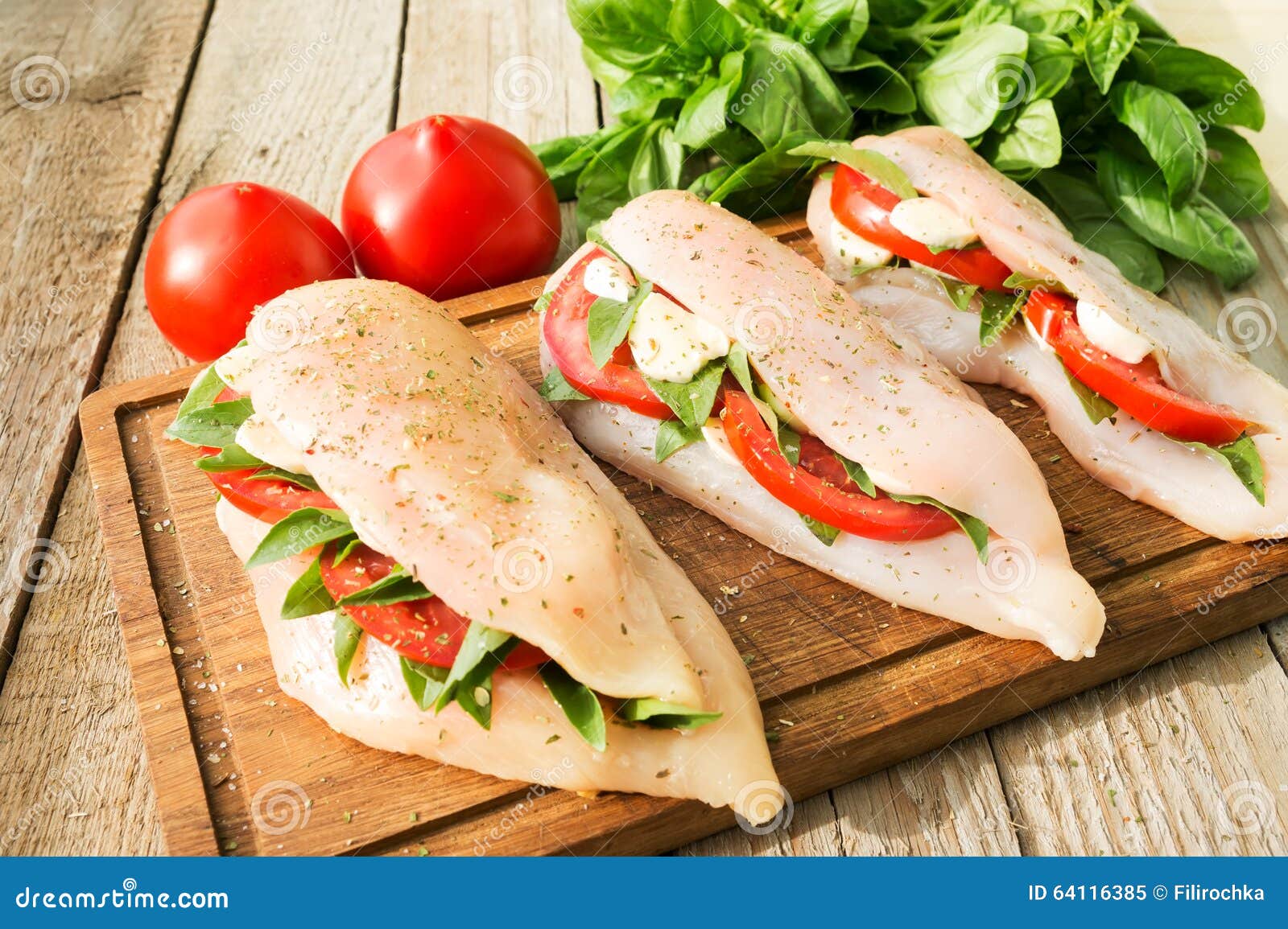 Raw Chicken Breasts Stuffed with Vegetables Stock Image - Image of ...