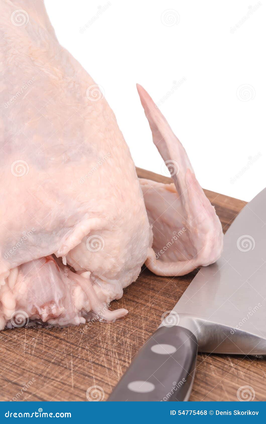 Raw Chicken Carcass on Cutting Board Isolated Stock Photo - Image of ...