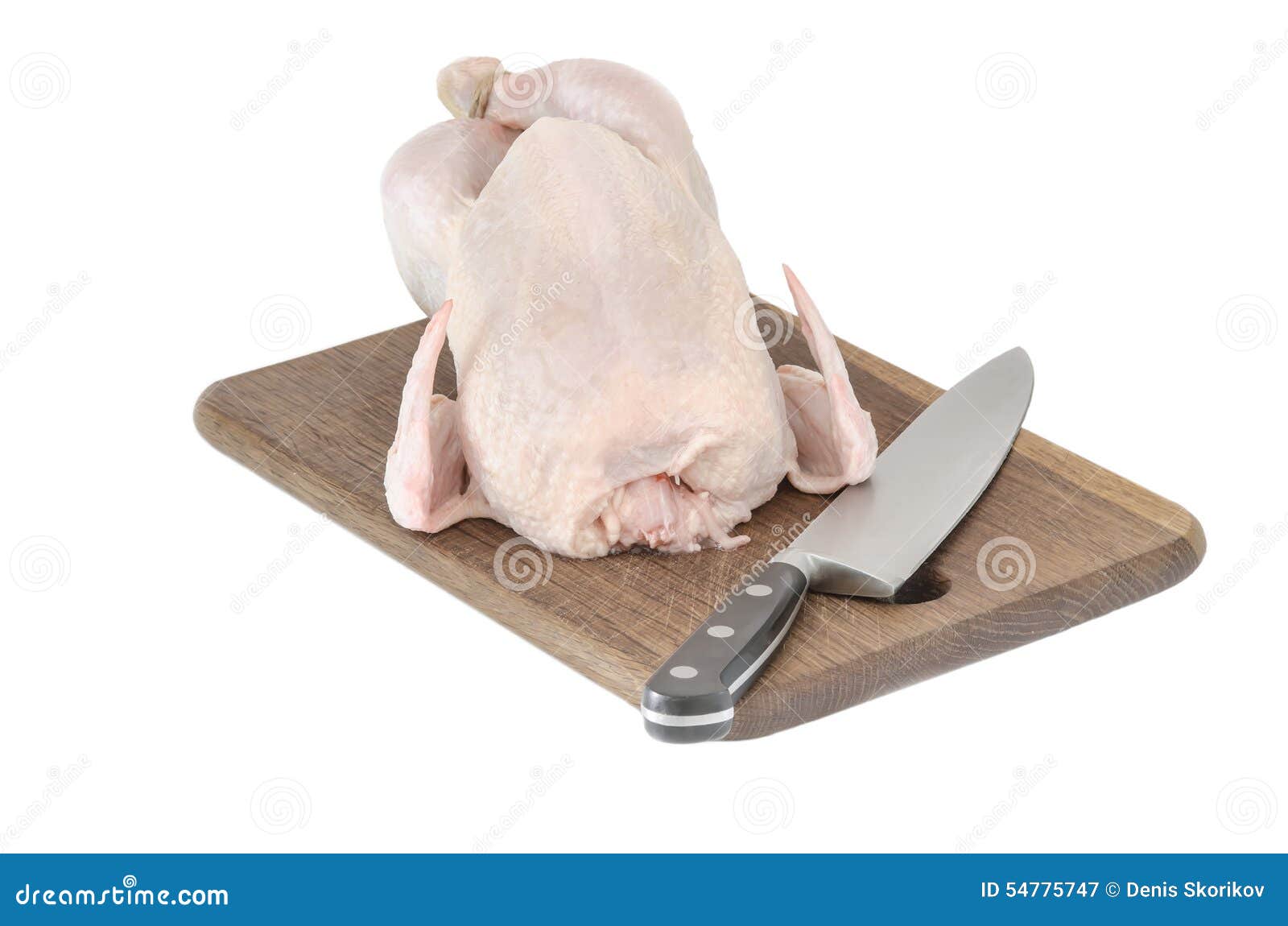 Raw Chicken Carcass on Cutting Board Isolated Stock Image - Image of ...
