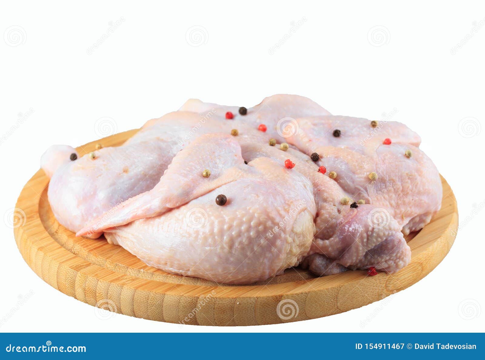 Raw Chicken Carcass on the Cutting Board Isolated on White Background ...