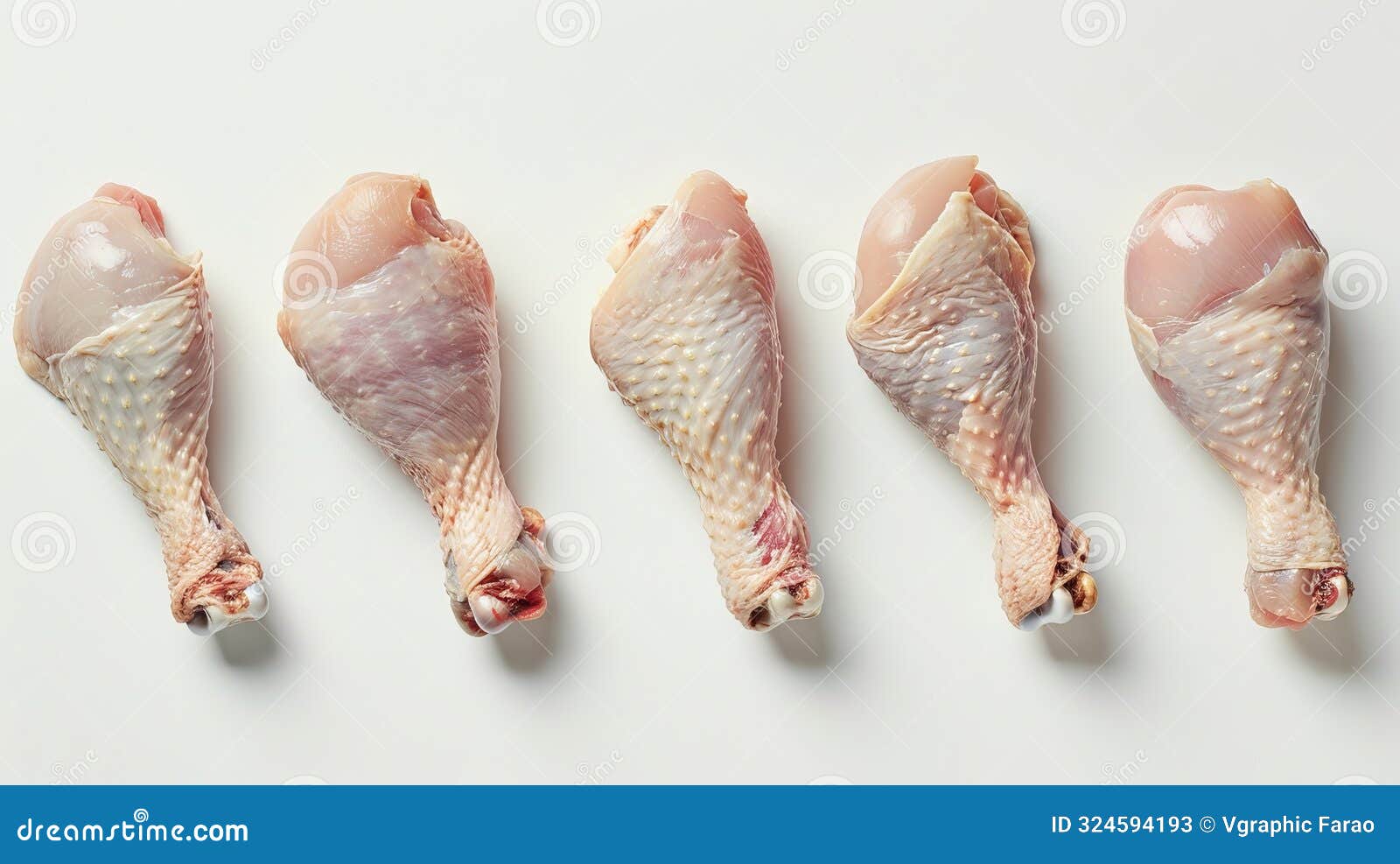 Raw Chicken Drumsticks in a Row on White Background Stock Image - Image ...