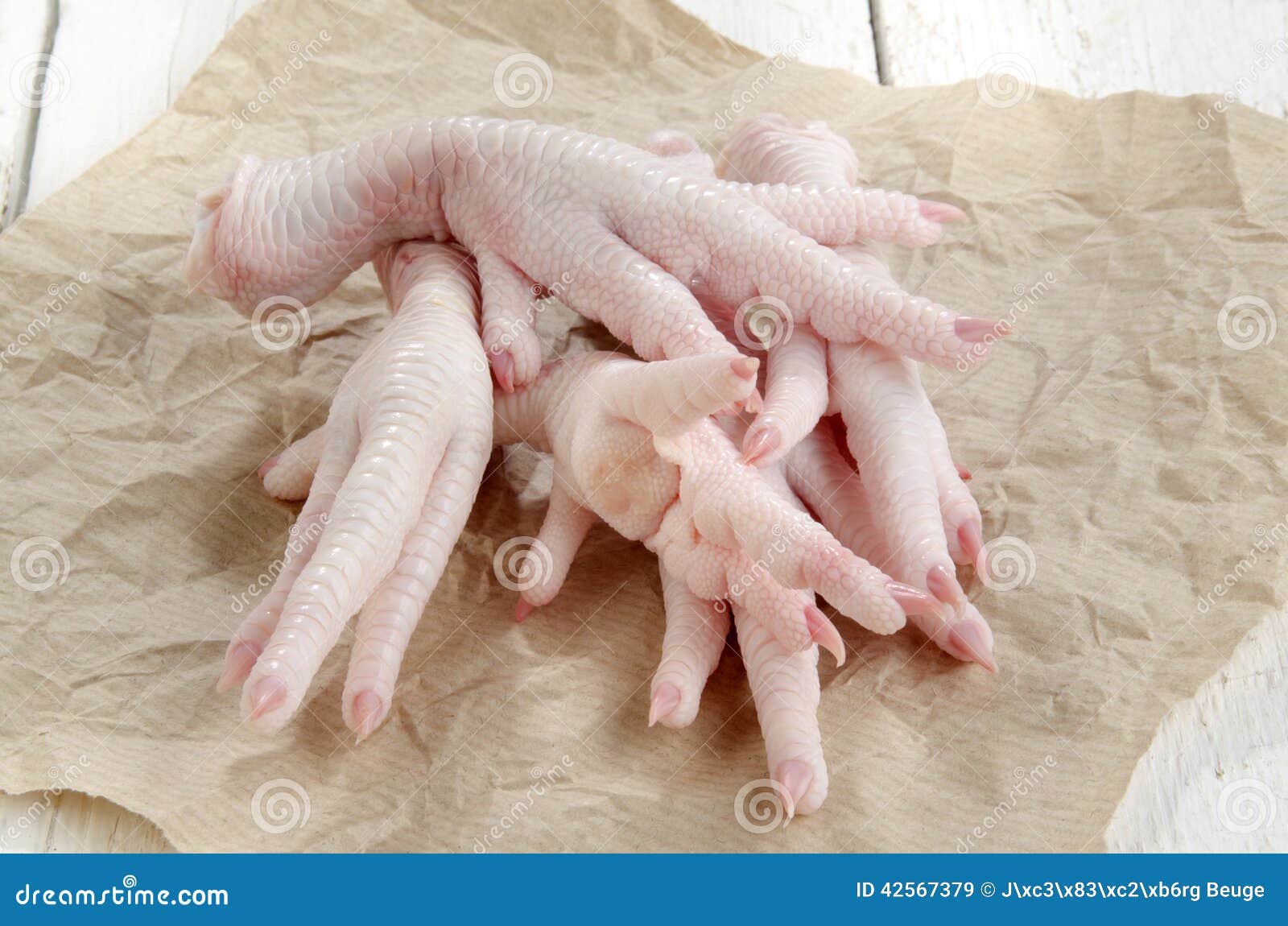 Raw Chicken Feet on Kitchen Paper Stock Image - Image of kitchen, food ...