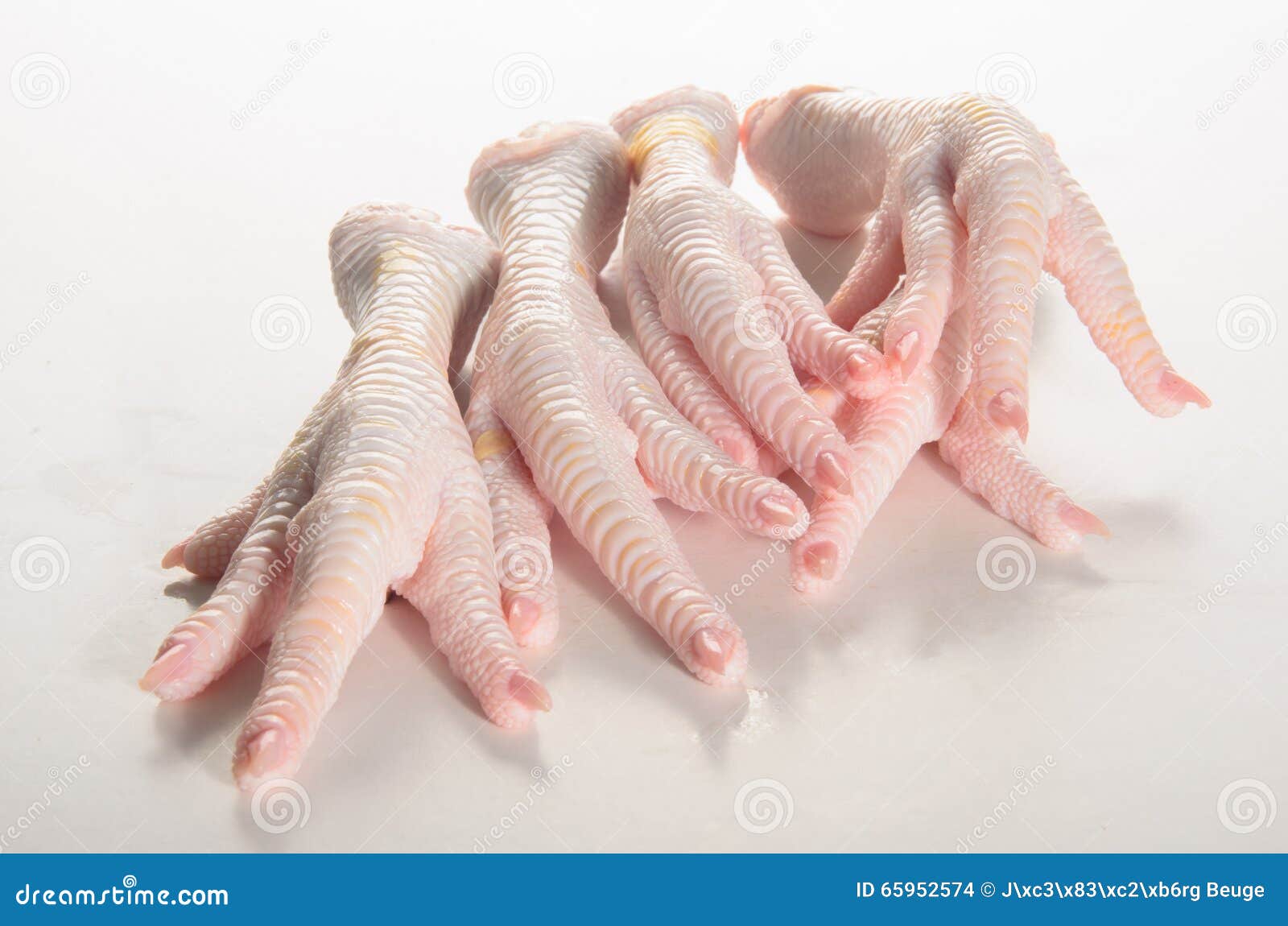 Raw Chicken Feet on a White Table Stock Photo - Image of chicken ...