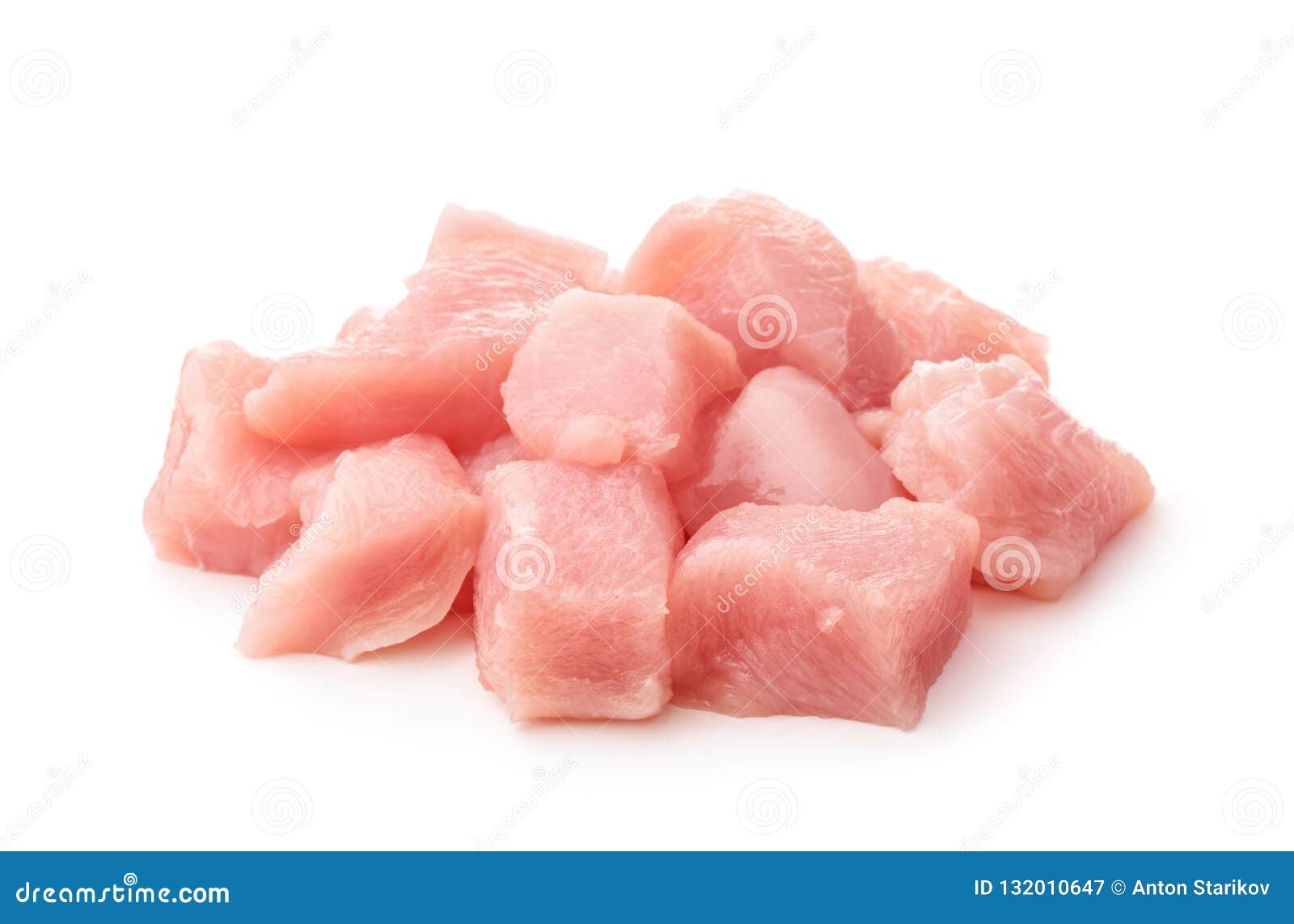 Raw chicken fillet chunks stock image. Image of group - 132010647