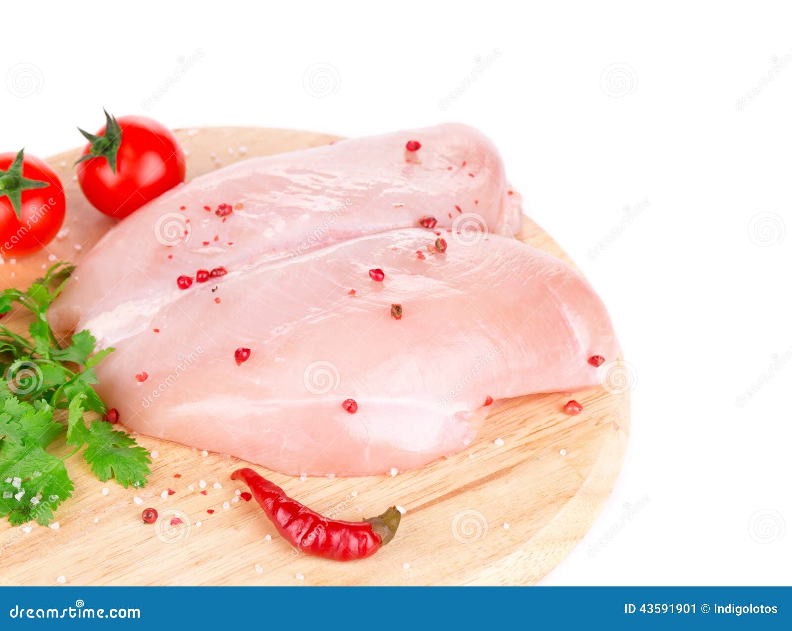 Raw Chicken Fillet on Platter. Stock Image - Image of cuisine, tomato ...