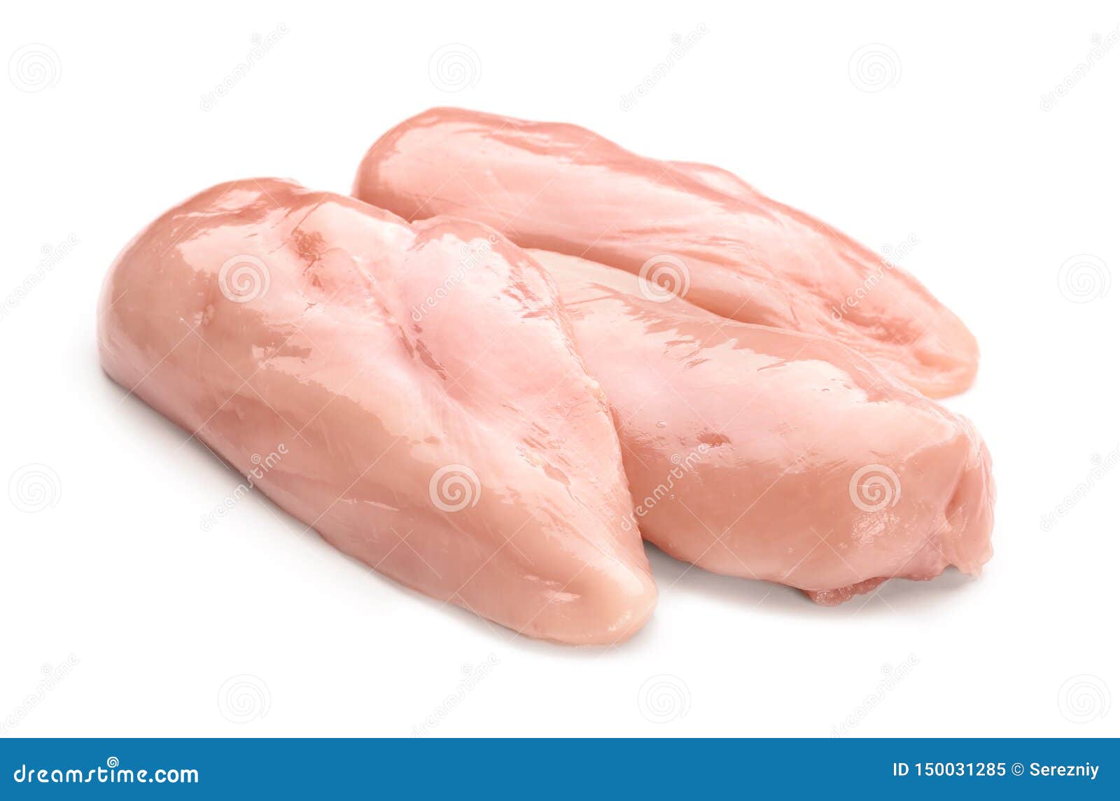 Raw Chicken Fillet on White Background Stock Image - Image of object ...