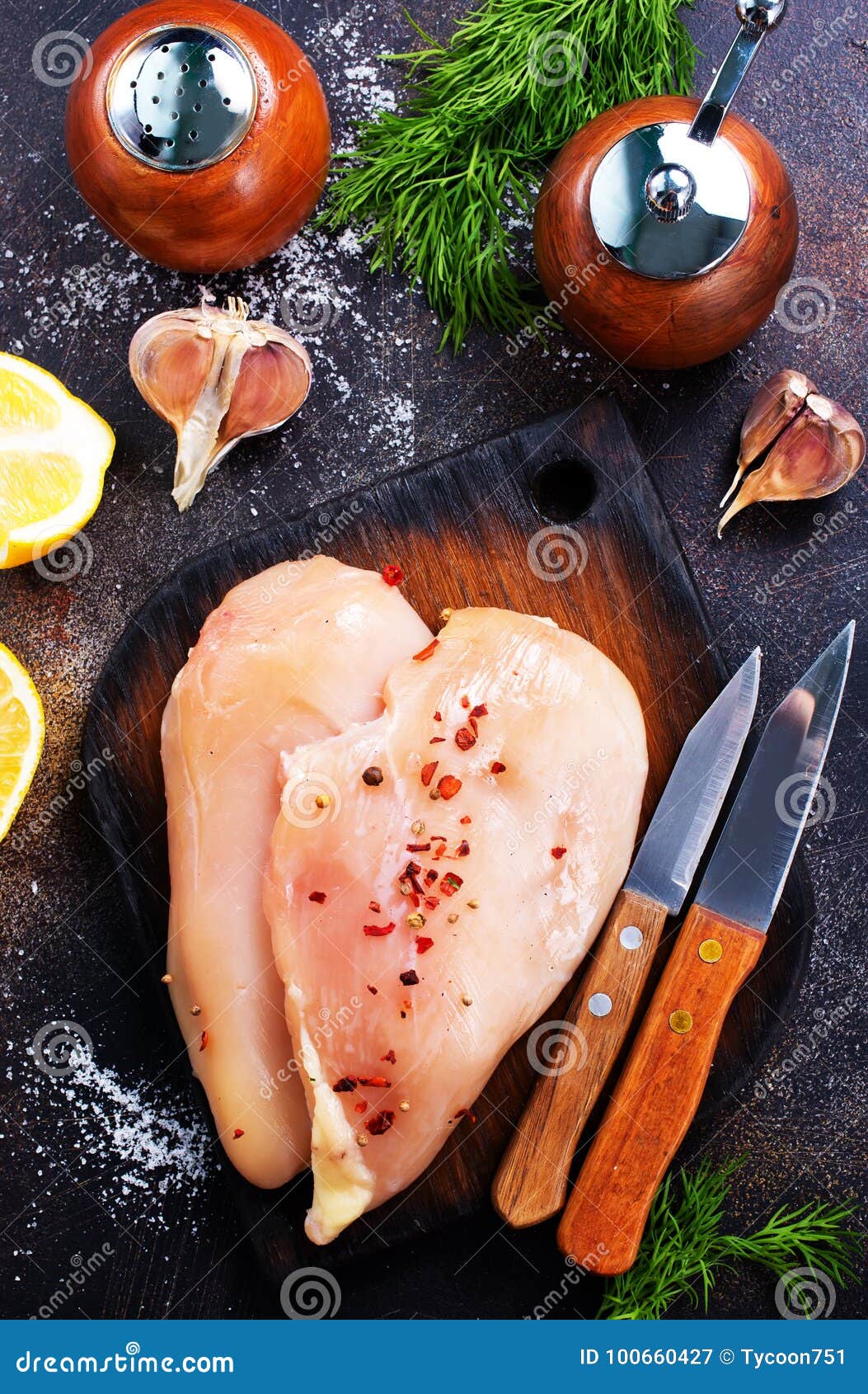 Raw chicken fillets stock image. Image of black, meal - 100660427