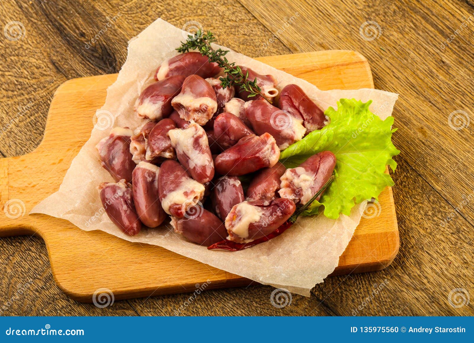 Raw chicken hearts stock photo. Image of animal, meat - 135975560