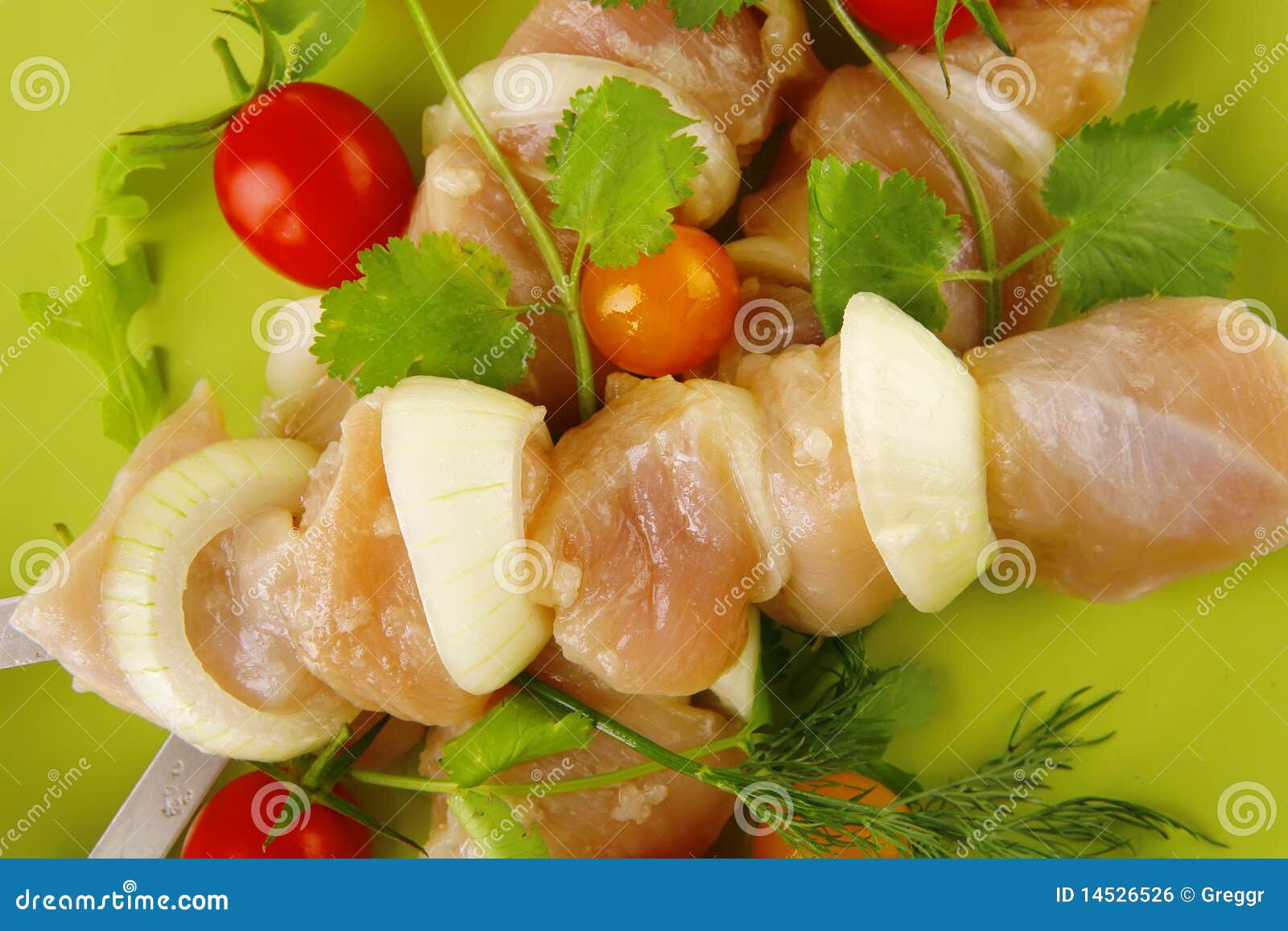 Raw Chicken Kebabs on Dark Plate Stock Photo - Image of food, kebabs ...