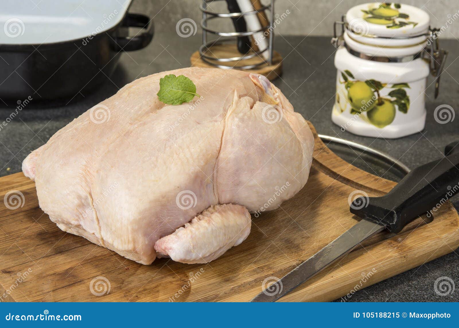 Raw Chicken on Kitchen Table Ready To Be Cut and Cook Stock Image ...