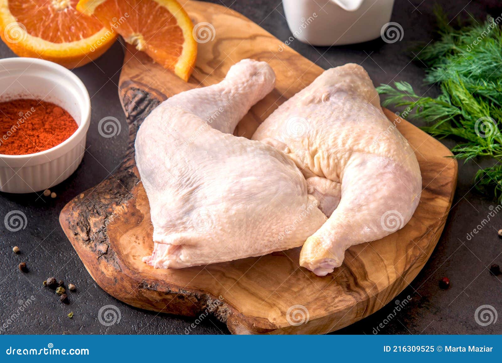 Raw Chicken Legs and Ingredients for Marinade Stock Image - Image of ...