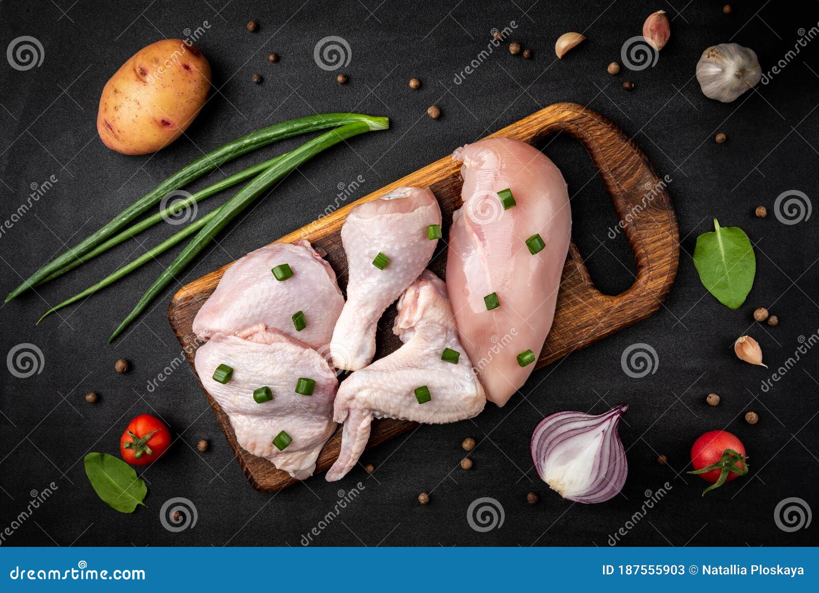Raw Chicken Meat on Black Background Stock Image - Image of healthy ...