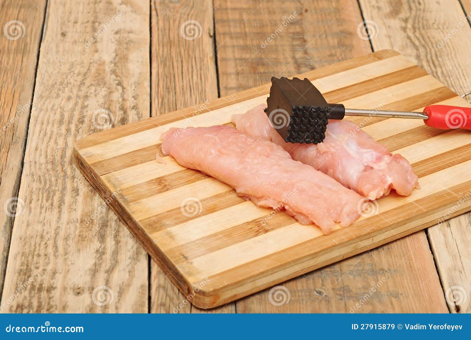 Raw Chicken with a Meat Hammer Stock Image - Image of hammer, kitchen ...