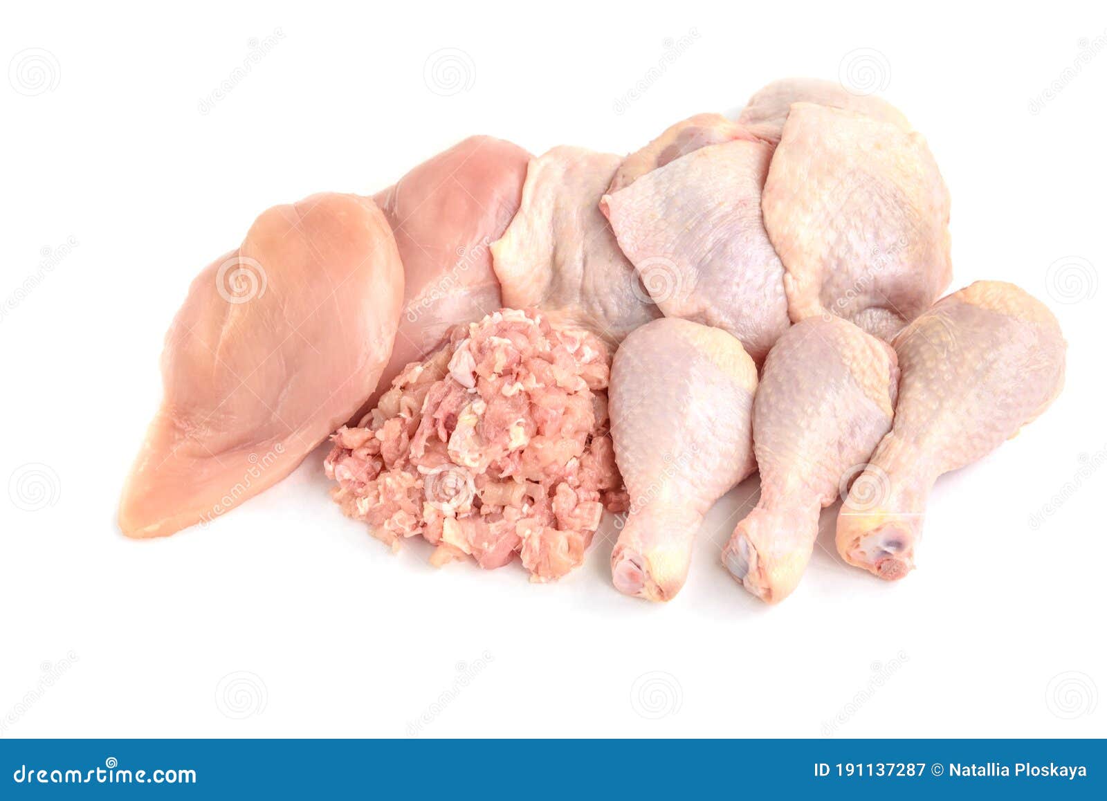 Raw Chicken Meat Isolated on White Background Stock Image - Image of ...