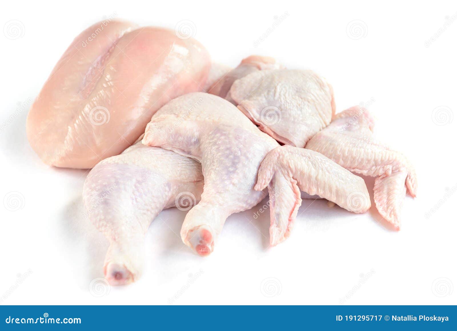 Raw Chicken Meat Isolated on White Background Stock Image - Image of ...