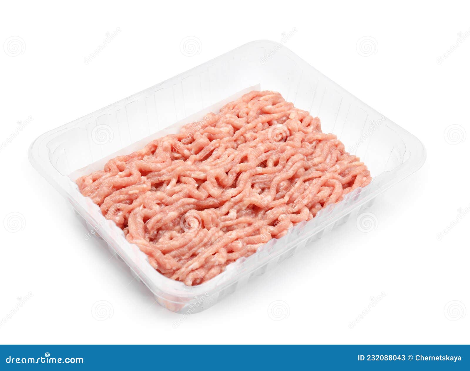 Raw Chicken Minced Meat in Container Isolated on White Stock Image ...