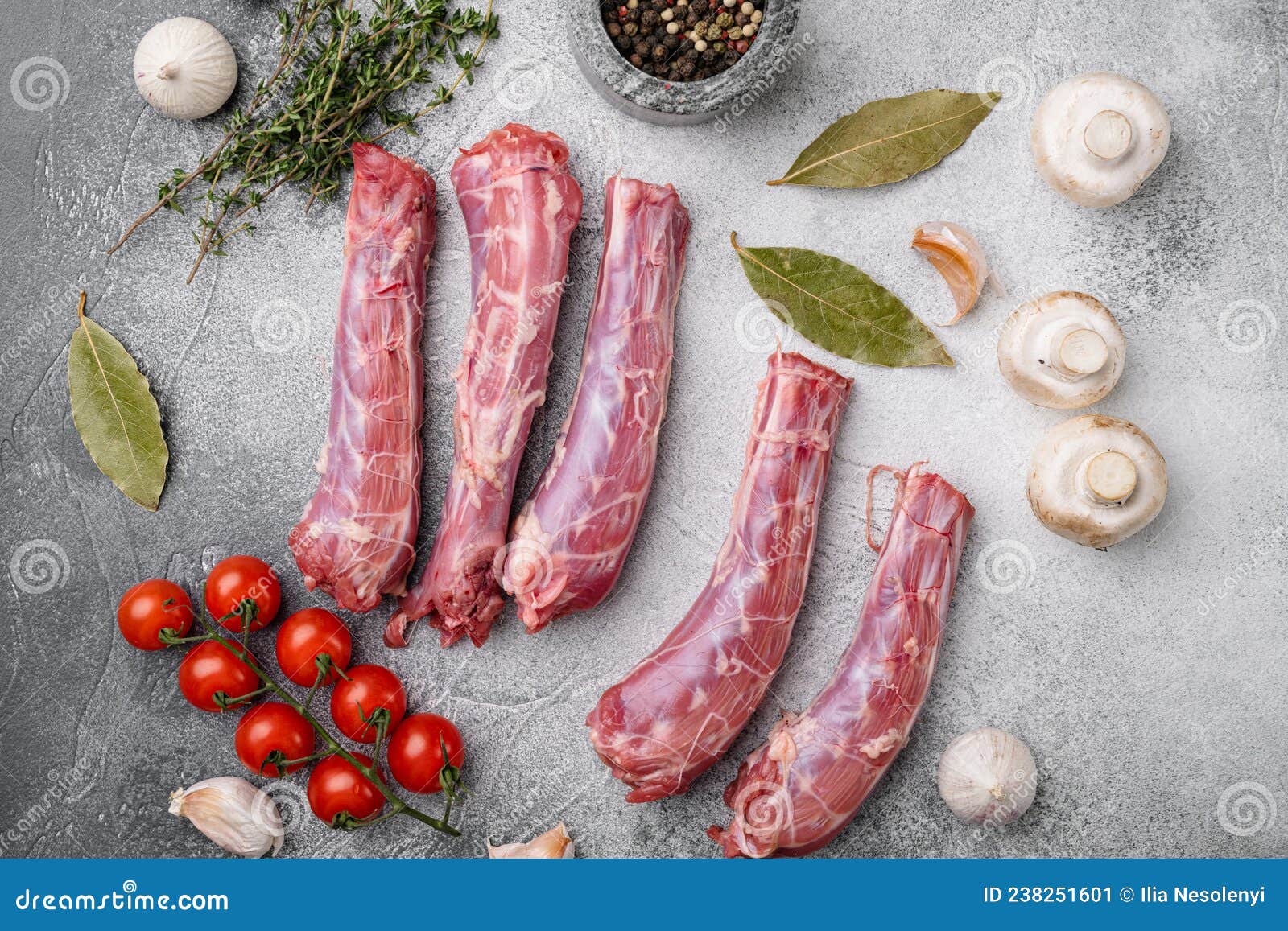 Raw Chicken Neck, on Gray Stone Table Background, Top View Flat Lay ...