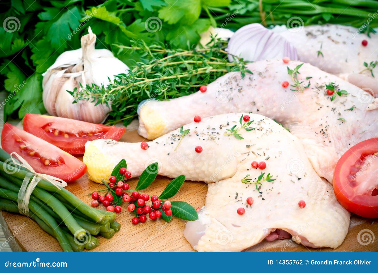 Raw chicken and seasoning stock photo. Image of salad - 14355762