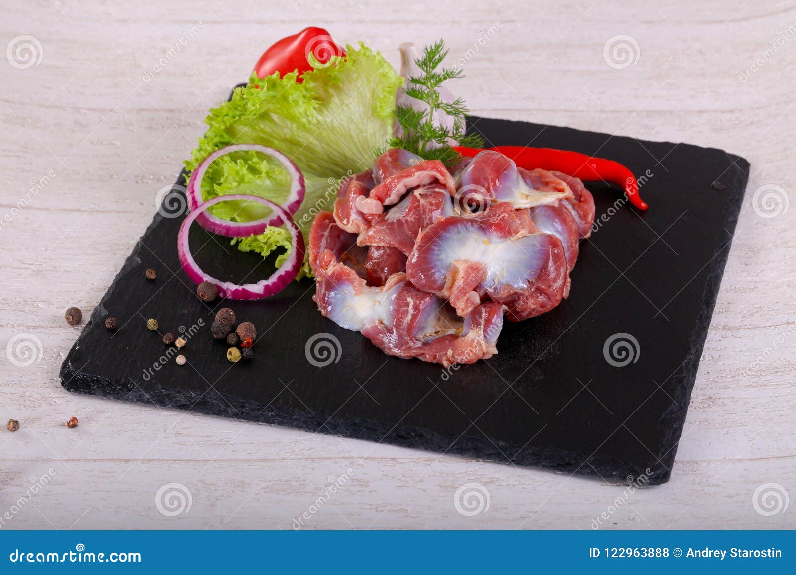 Raw chicken stomach stock photo. Image of bird, stomachs - 122963888