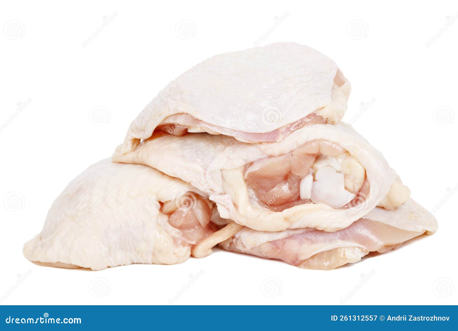 Raw Chicken Thigh Meat on a White Background Stock Image - Image of ...