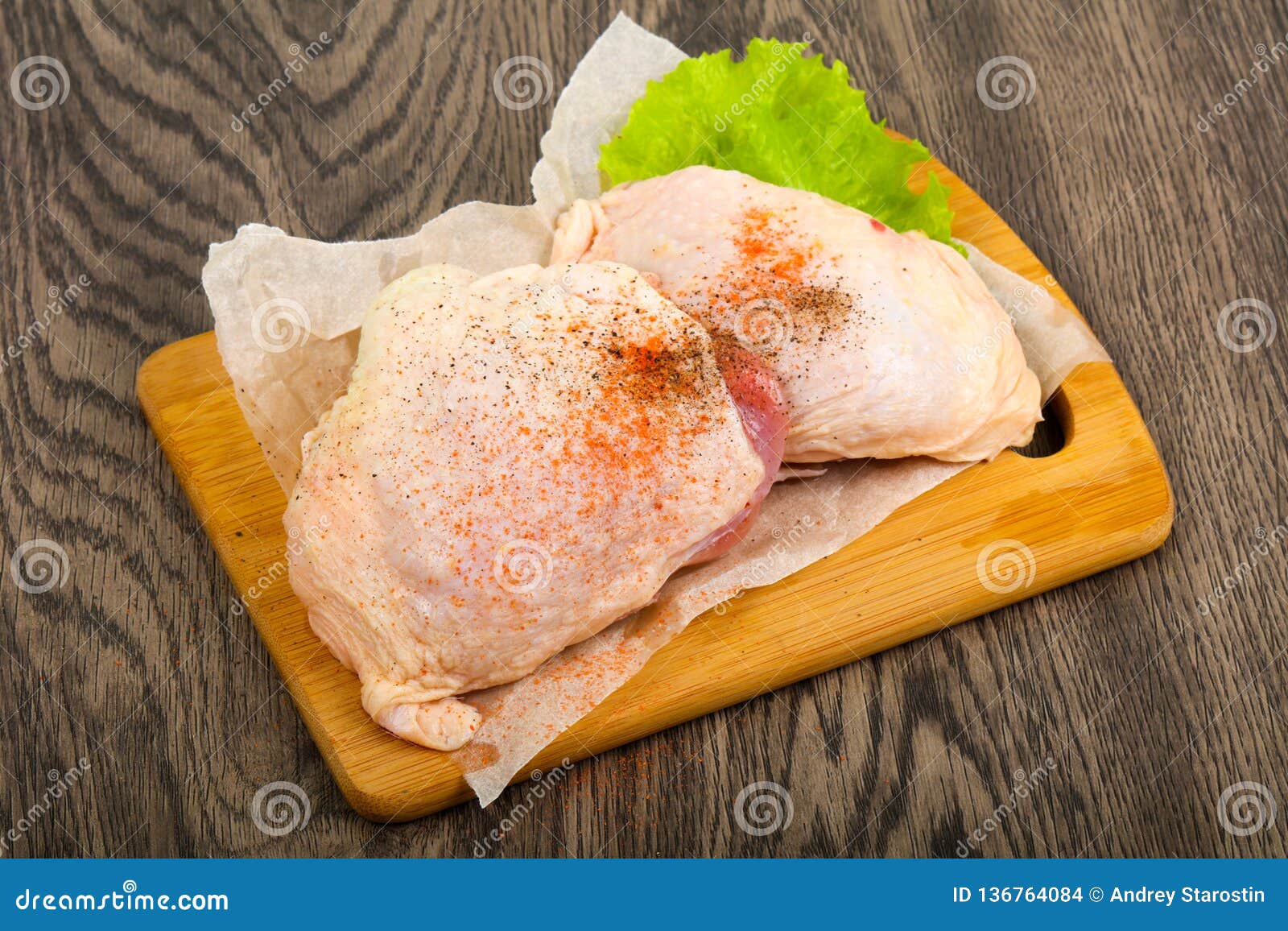 Raw chicken thigh stock photo. Image of cooking, closeup - 136764084
