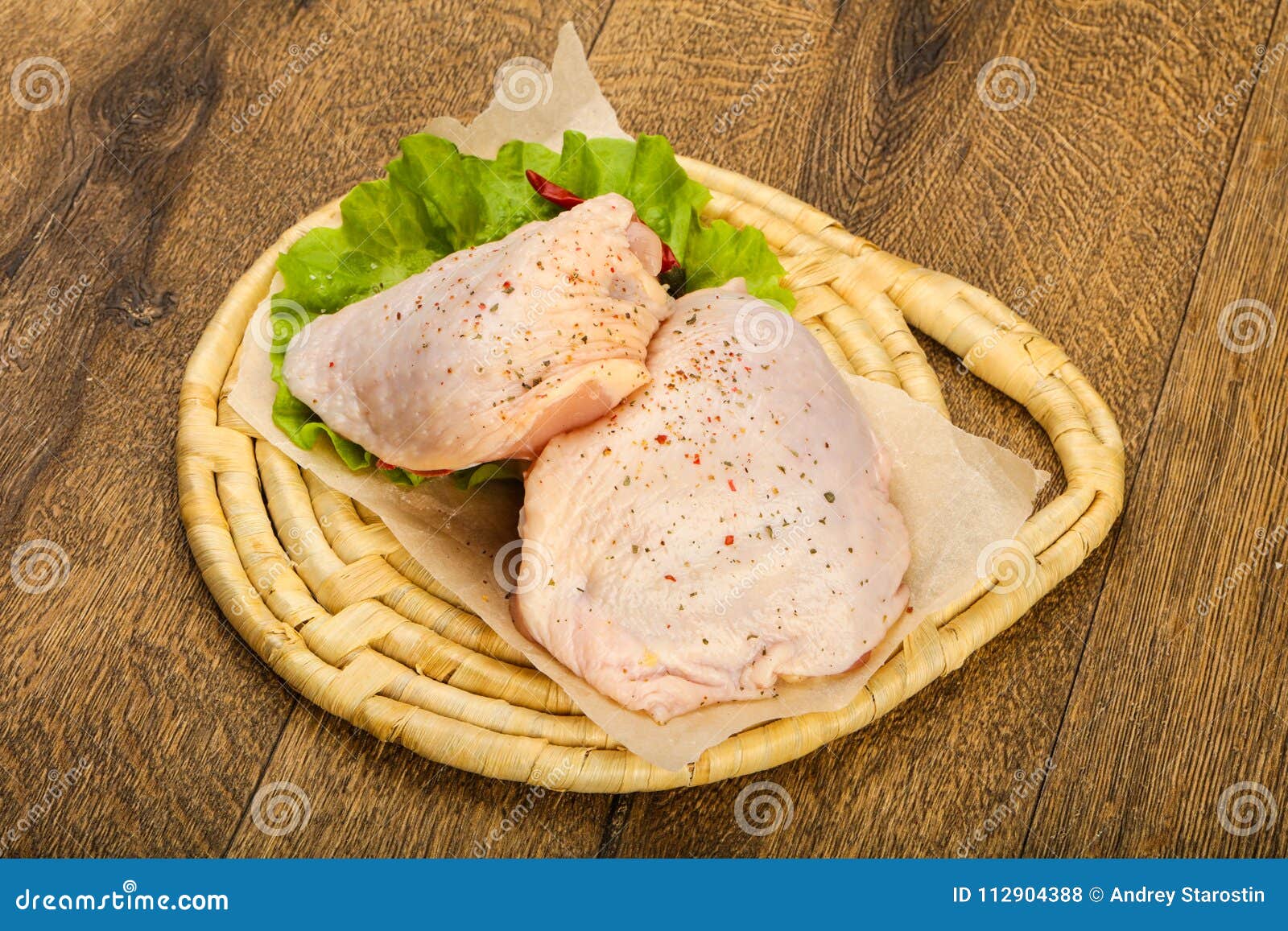 Raw chicken thigh stock photo. Image of dinner, bird - 112904388