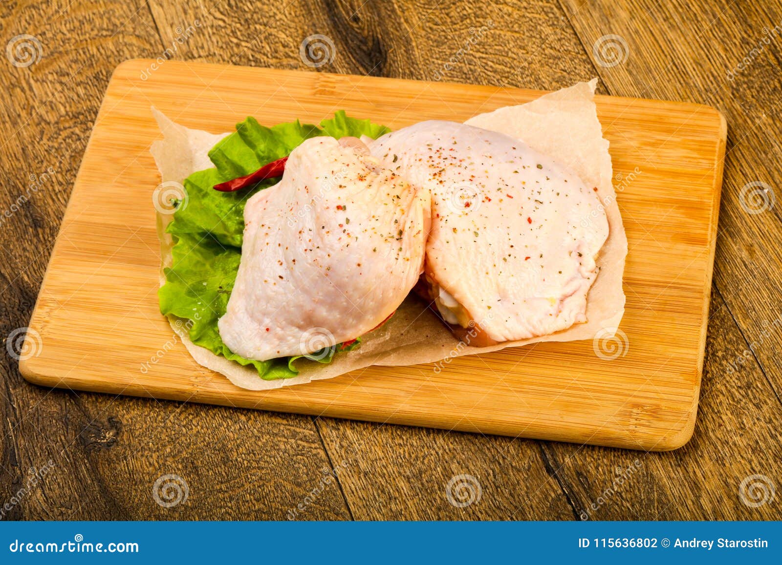 Raw chicken thigh stock photo. Image of freshness, thigh - 115636802
