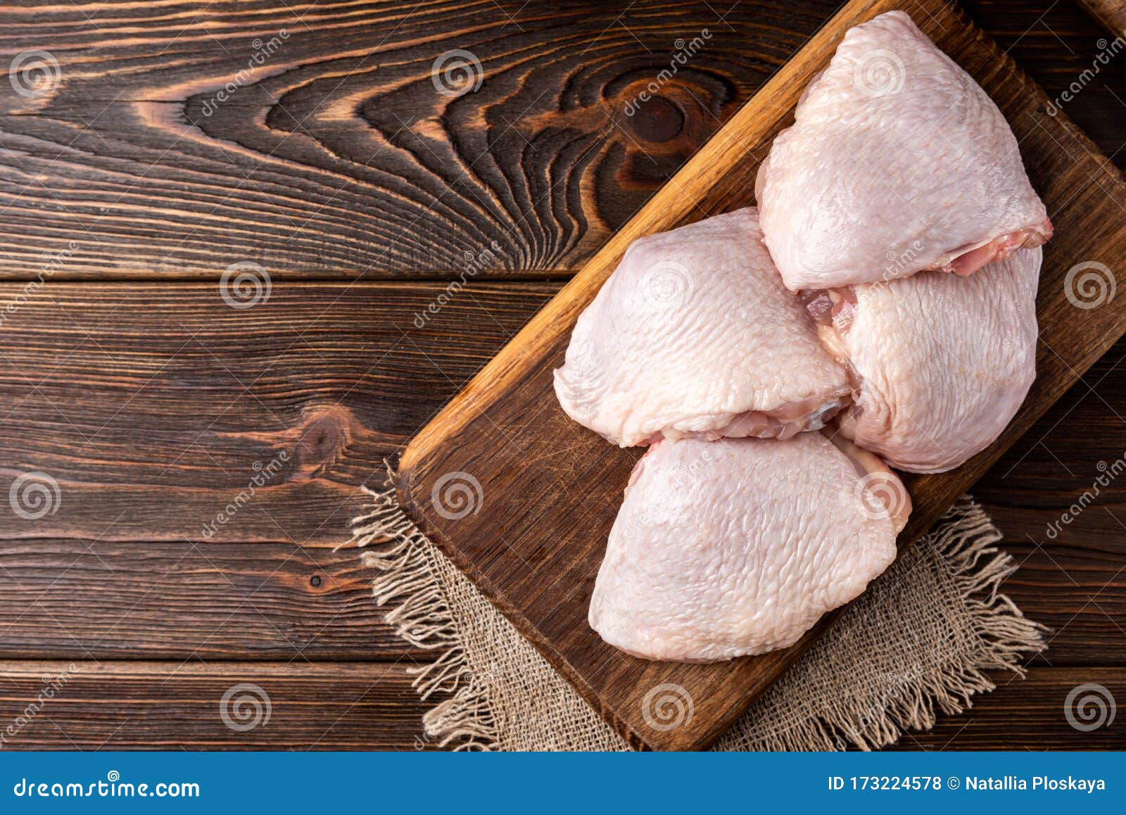 Raw Chicken Thigh on Wooden. Stock Photo - Image of white, healthy ...
