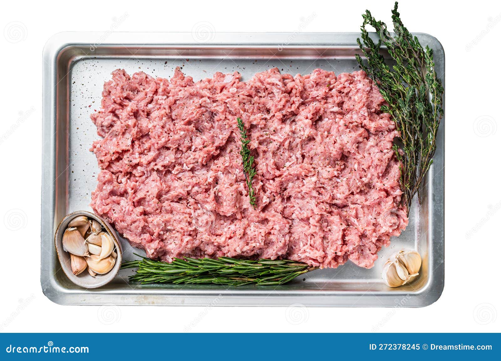 Raw Chicken or Turkey Ground Meat in a Kitchen Tray. Isolated on White ...