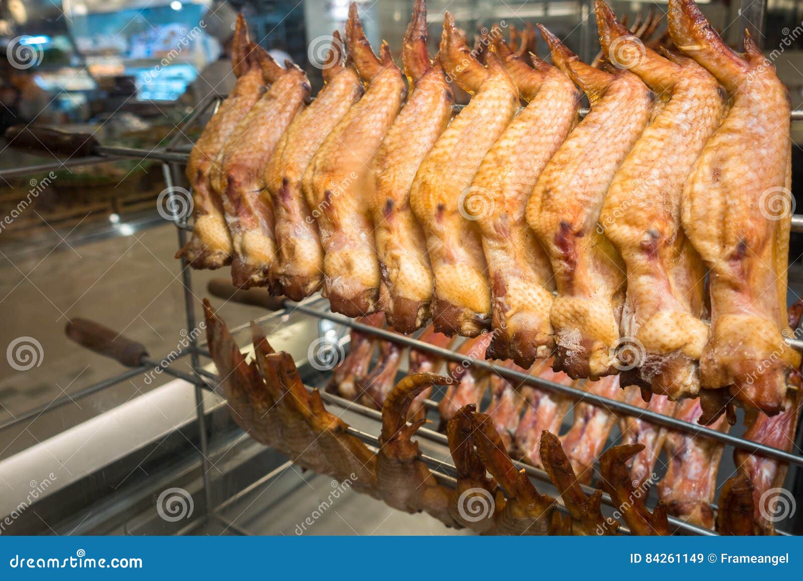 Raw Chicken Wings on Stainless Stick Rod for Grill Stock Image - Image ...